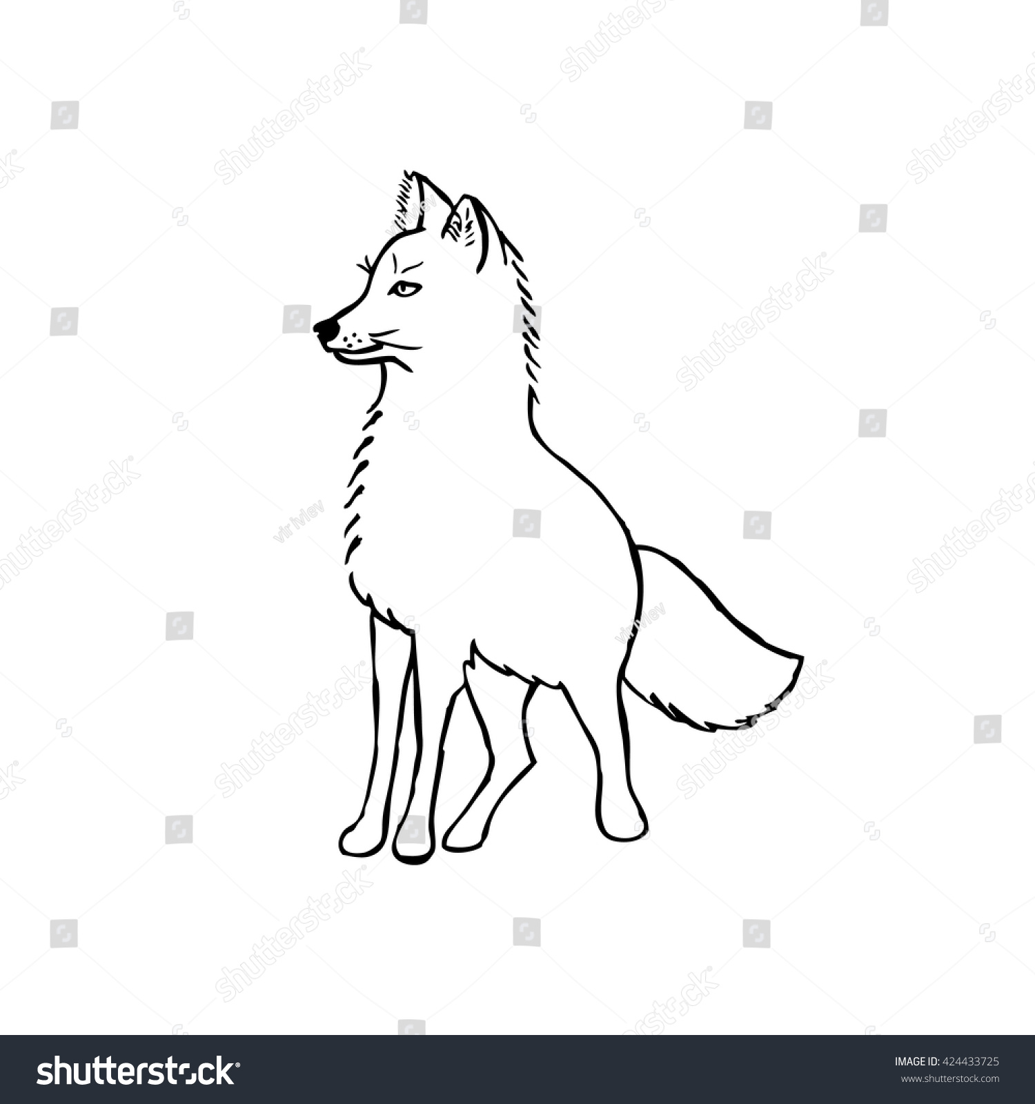 Fox Outline Vector Illustration Stock Vector (Royalty Free) 424433725