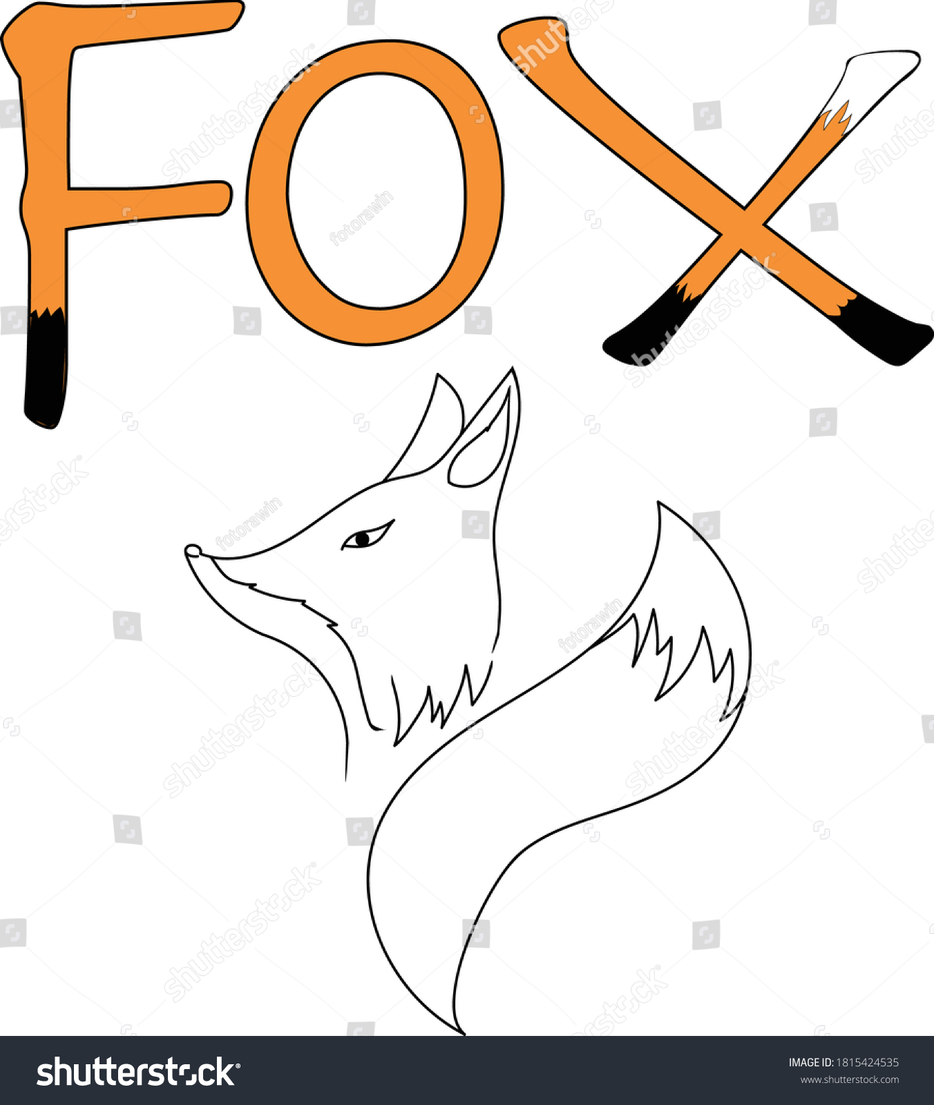 Fox Outline Vector On White Background Stock Vector (Royalty Free ...