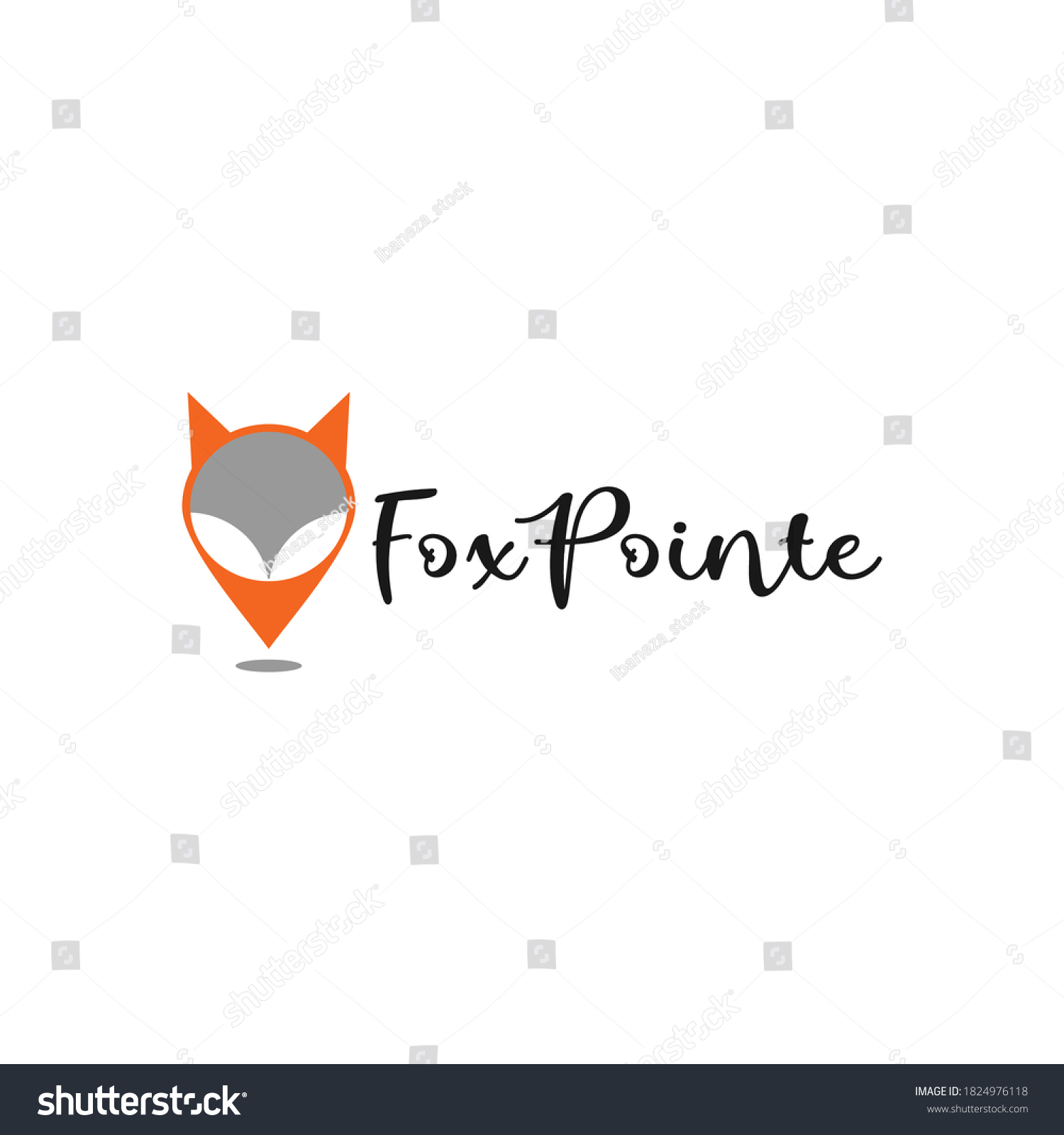 Fox Point Location Icon Logo Stock Vector (Royalty Free) 1824976118