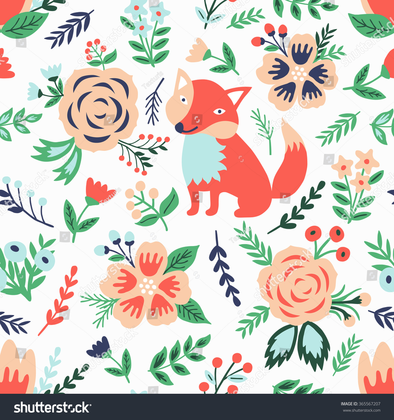 Fox Seamless Pattern Vector Illustration Stock Vector (Royalty Free ...