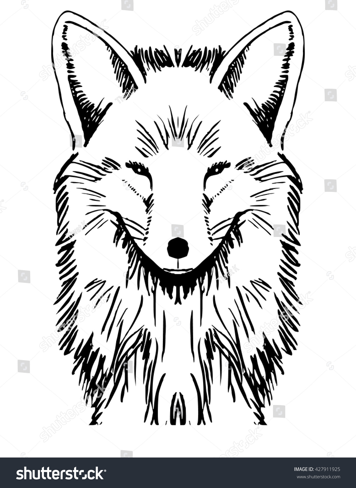 Fox Sketch Drawing Isolated On White Stock Vector (Royalty Free ...