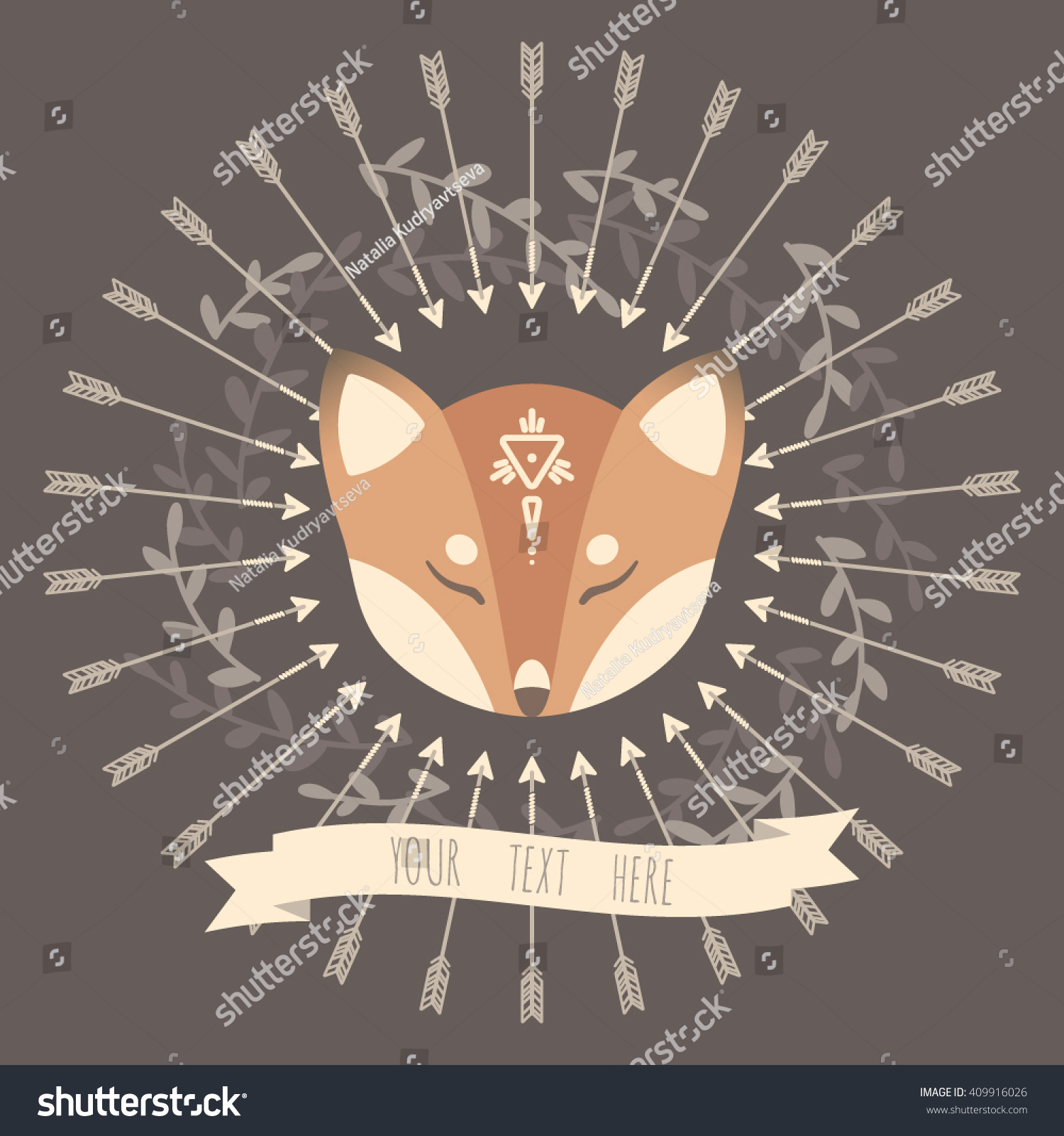 Fox Surrounded By Arrows Poster Vector Stock Vector (Royalty Free ...