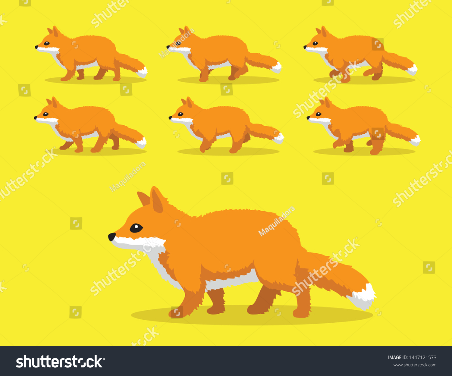 Fox Walking Animation Sequence Cartoon Vector: เวกเตอร์สต็อก (ปลอดค่า ...