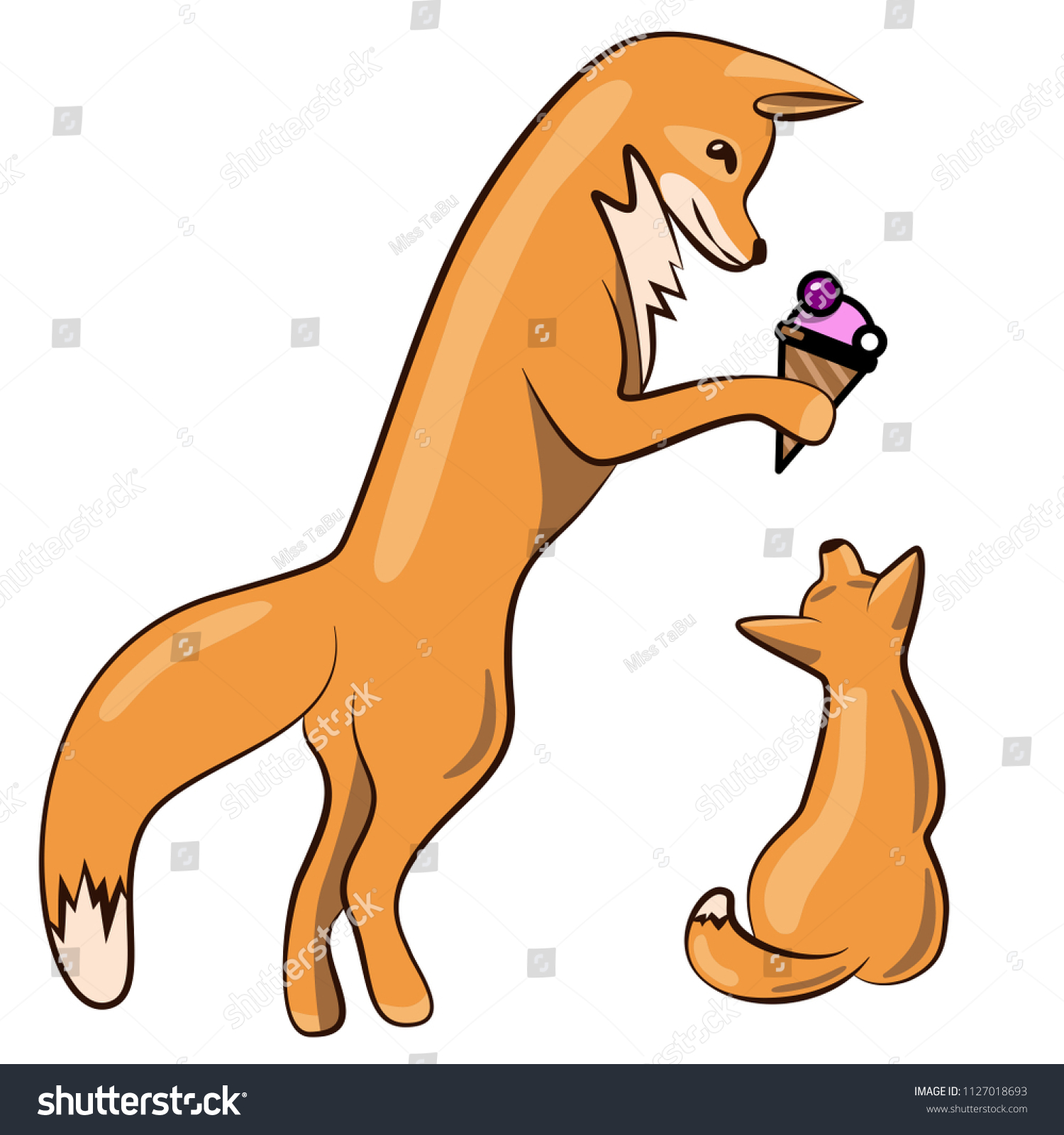 Fox Ice Cream Young Fox Isolated Stock Vector (Royalty Free) 1127018693 ...