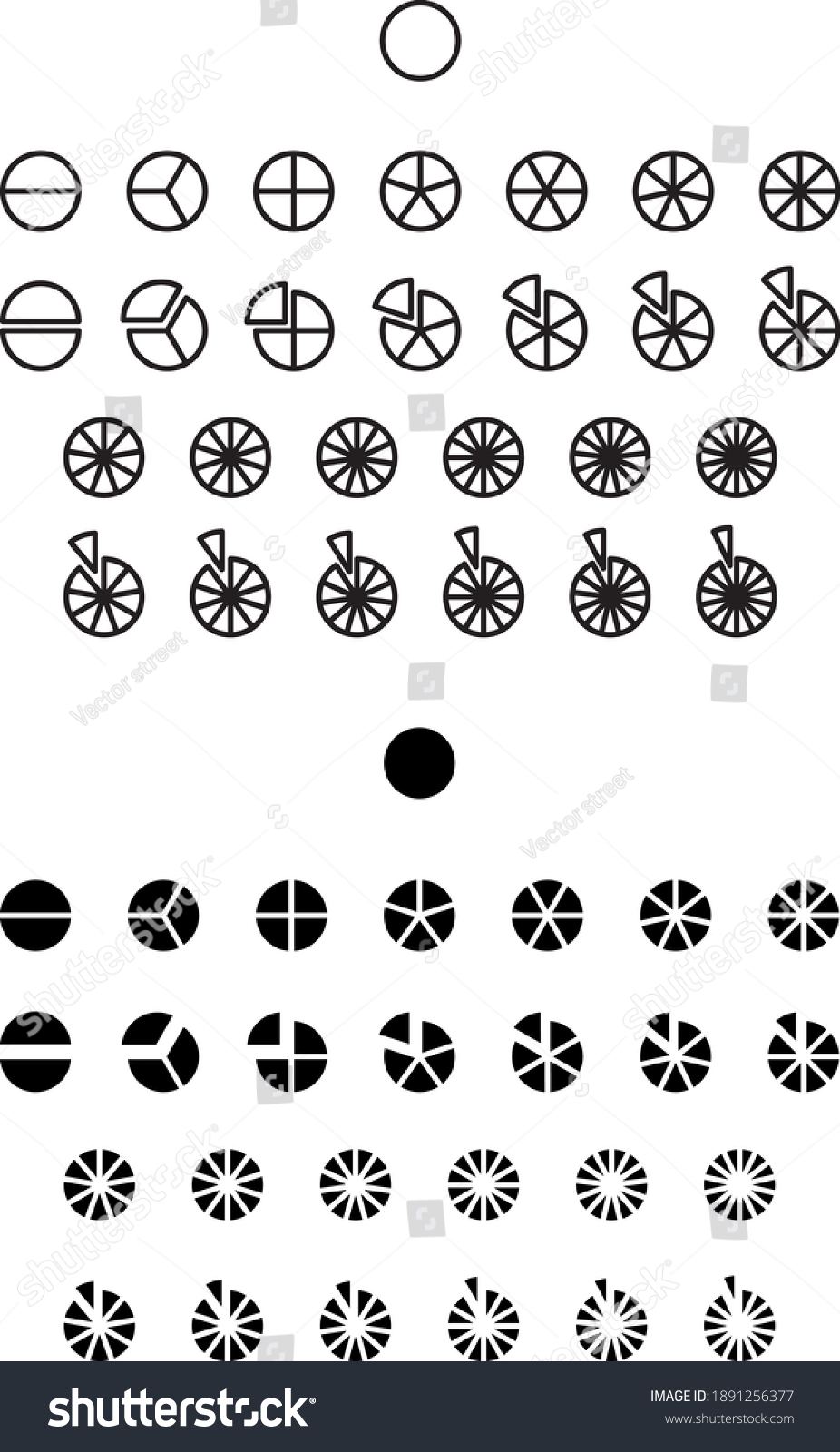Fractions Vector Icons Pie Chart Circles Stock Vector (Royalty Free ...