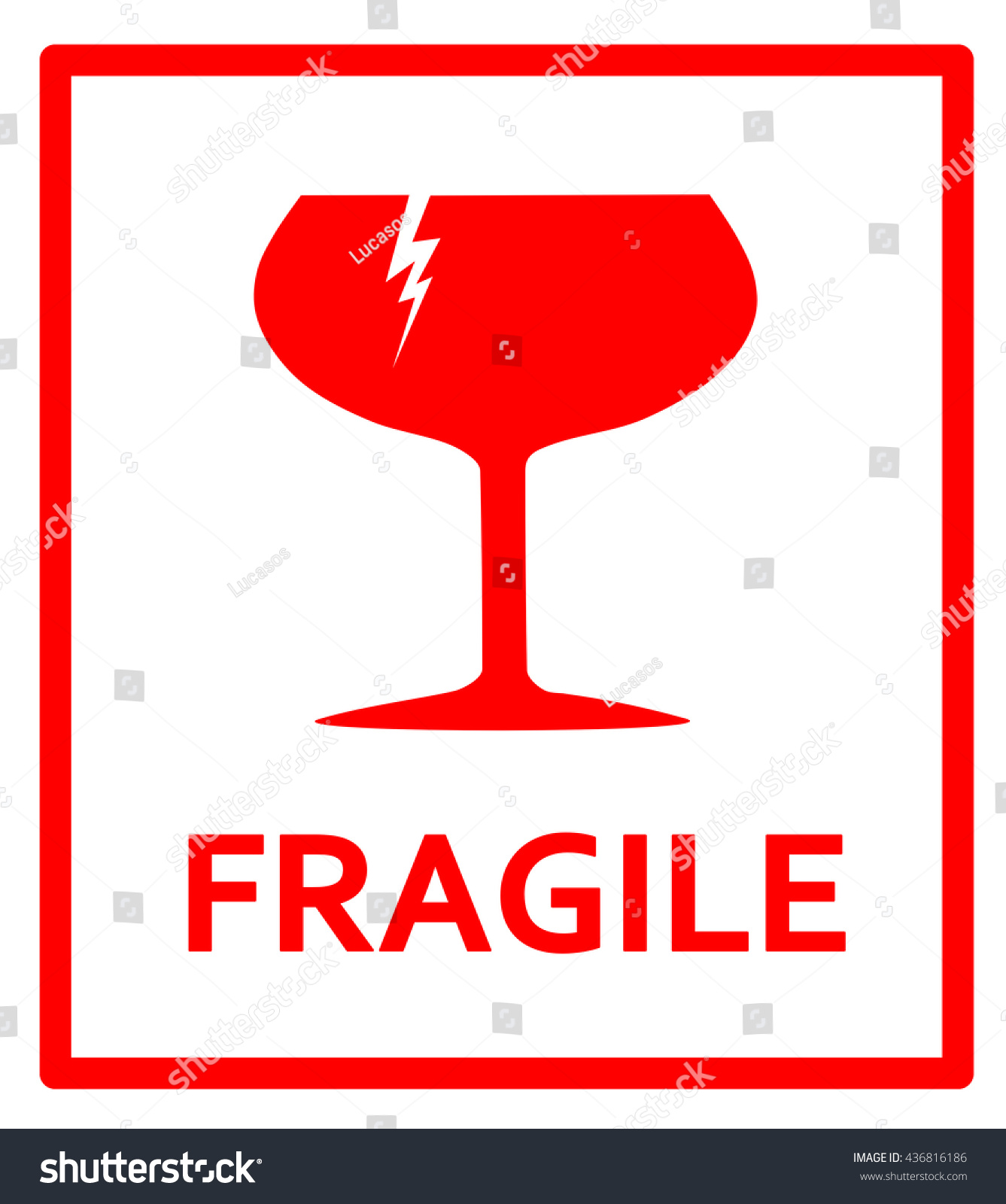 Fragile Red Sign Vector: vector de stock (libre de regalías) 436816186