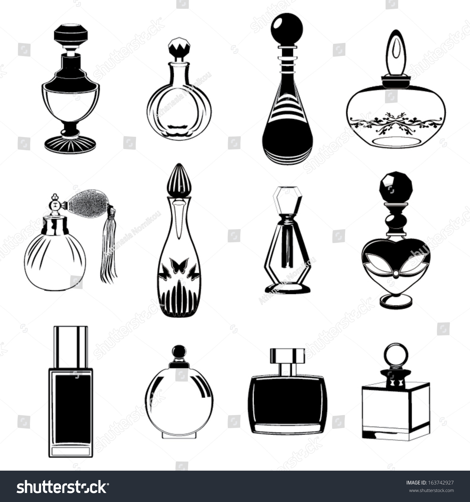 Fragrance Bottles Vector Collection Stock Vector (Royalty Free) 163742927