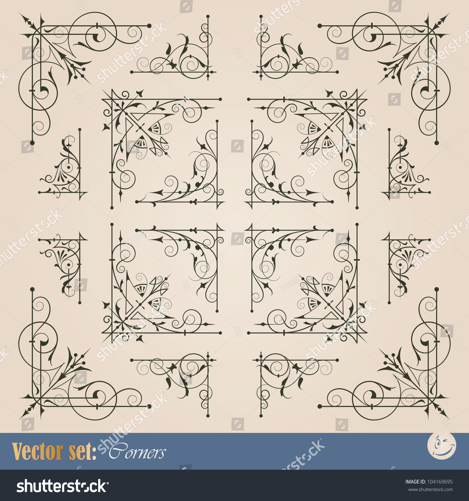 Frame Corner Elements Decoration Design Stock Vector (Royalty Free ...