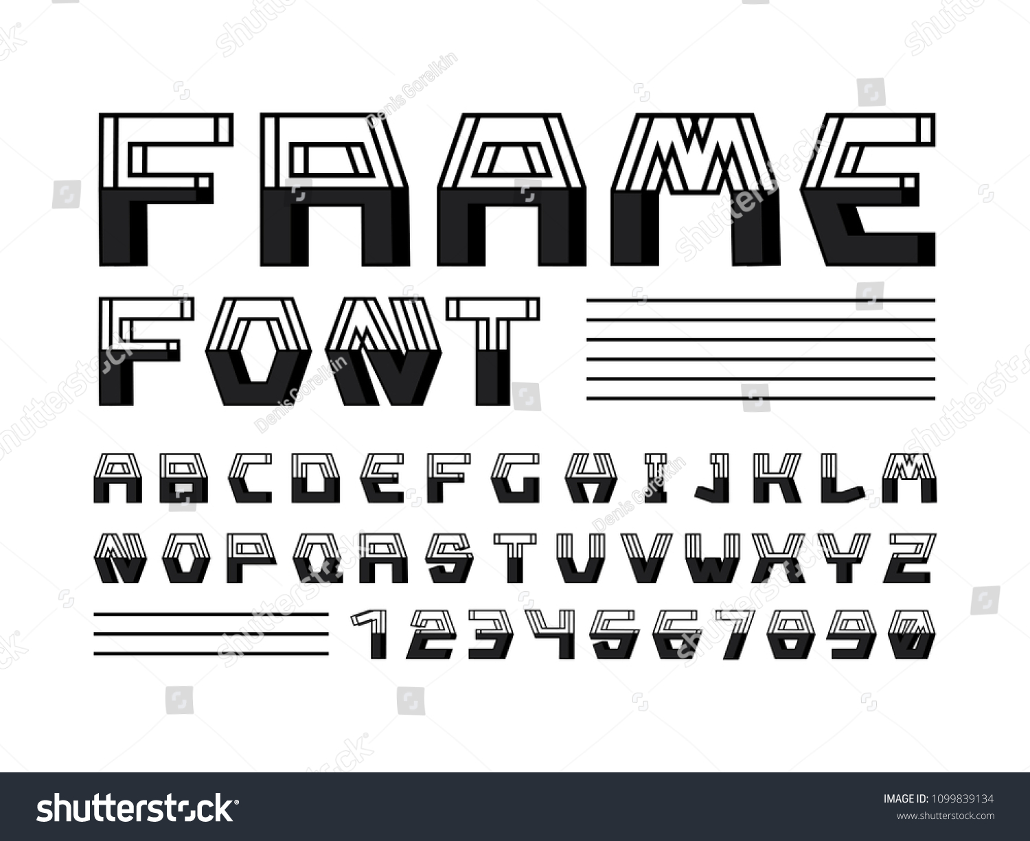 Vektor Stok Frame Font Vector Alphabet Letters Typeface (Tanpa Royalti ...
