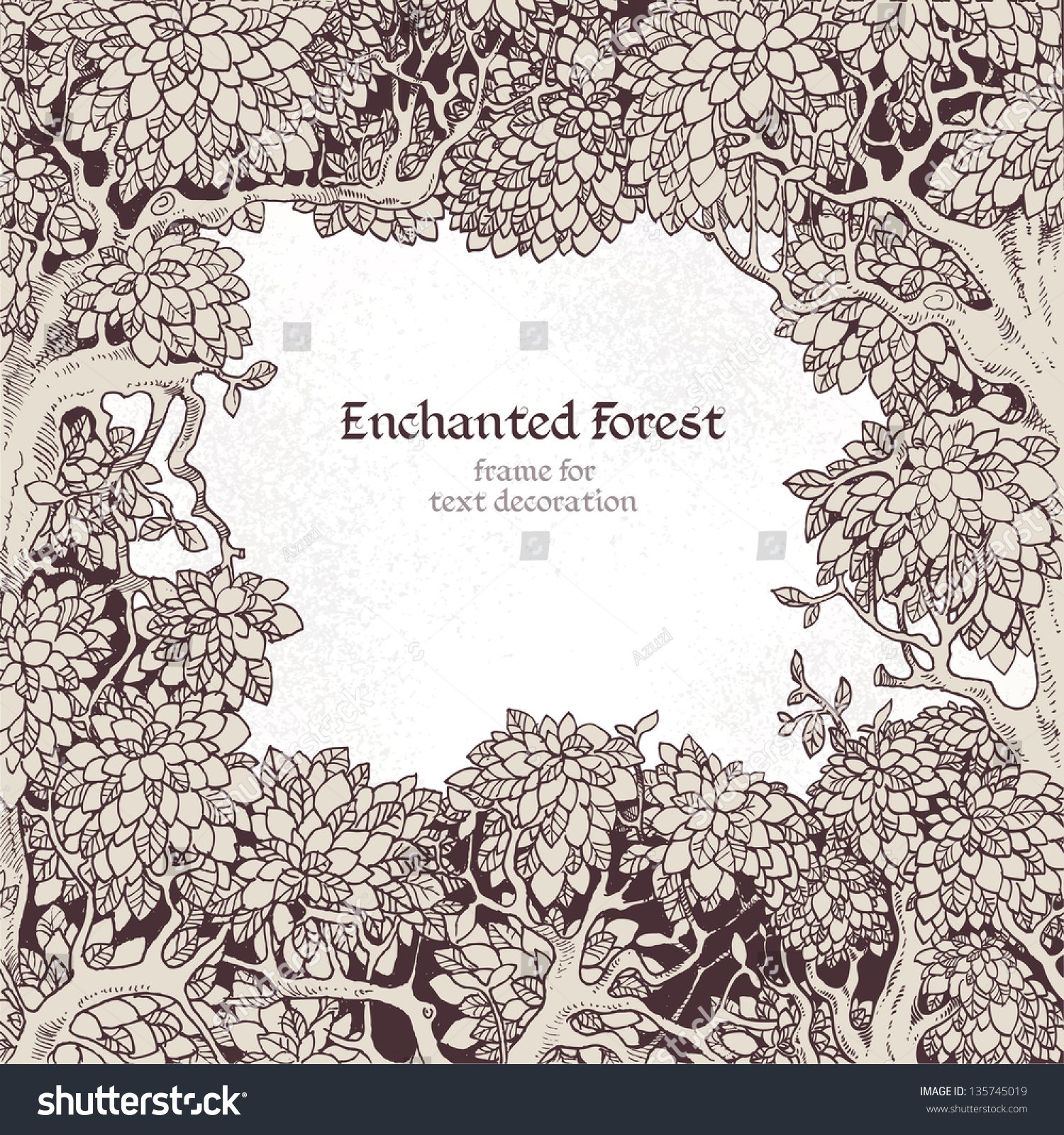 Frame Text Decoration Enchanted Forest Stock Vector (Royalty Free ...