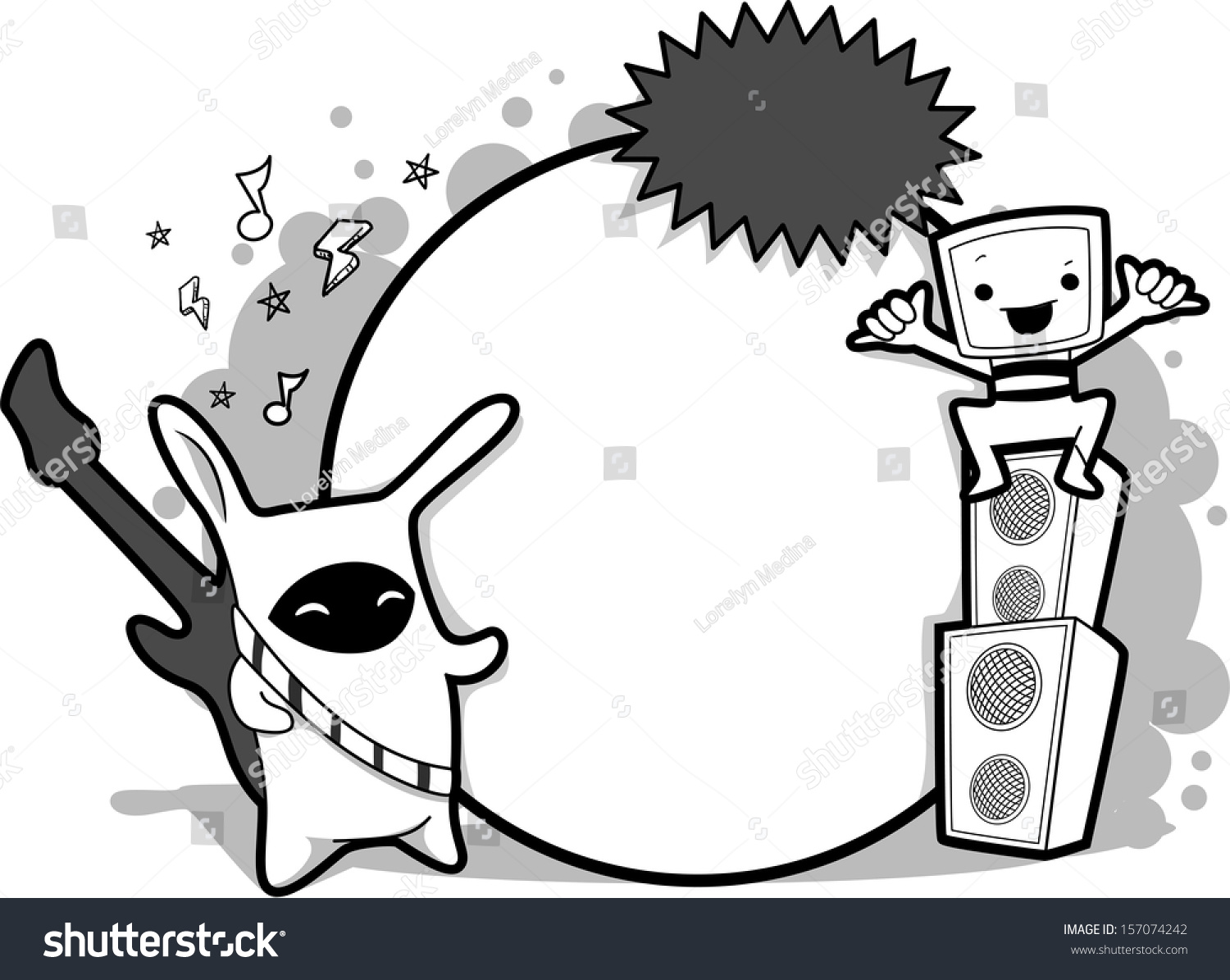 Frame Illustration Featuring Doodle Monsters Stock Vector (Royalty Free ...