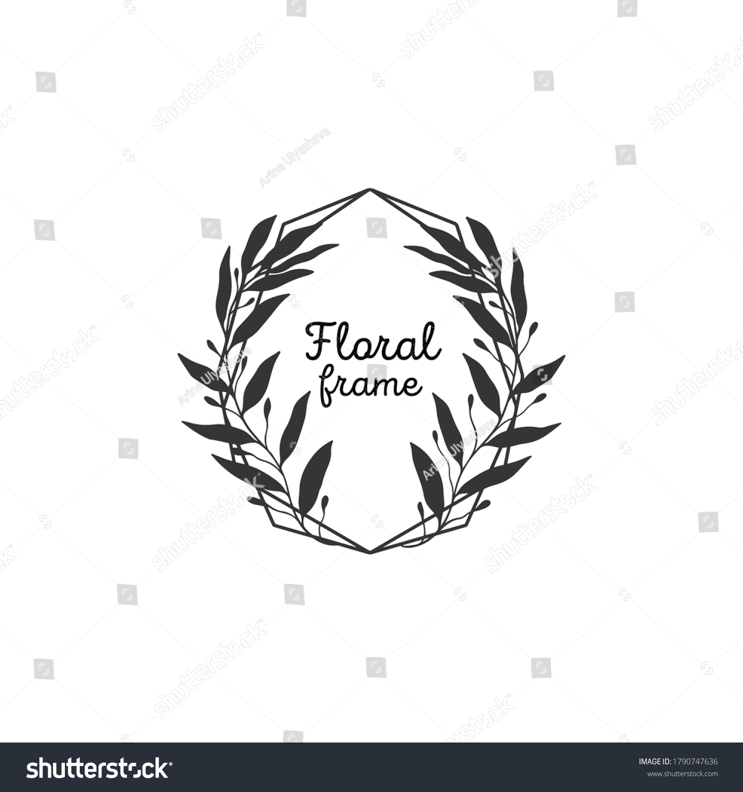 Frame Naturel Flora Wreath Branch Line Stock Vector (Royalty Free ... Frame Naturel Flora Wreath Branch Line Stock Vector (Royalty Free ...