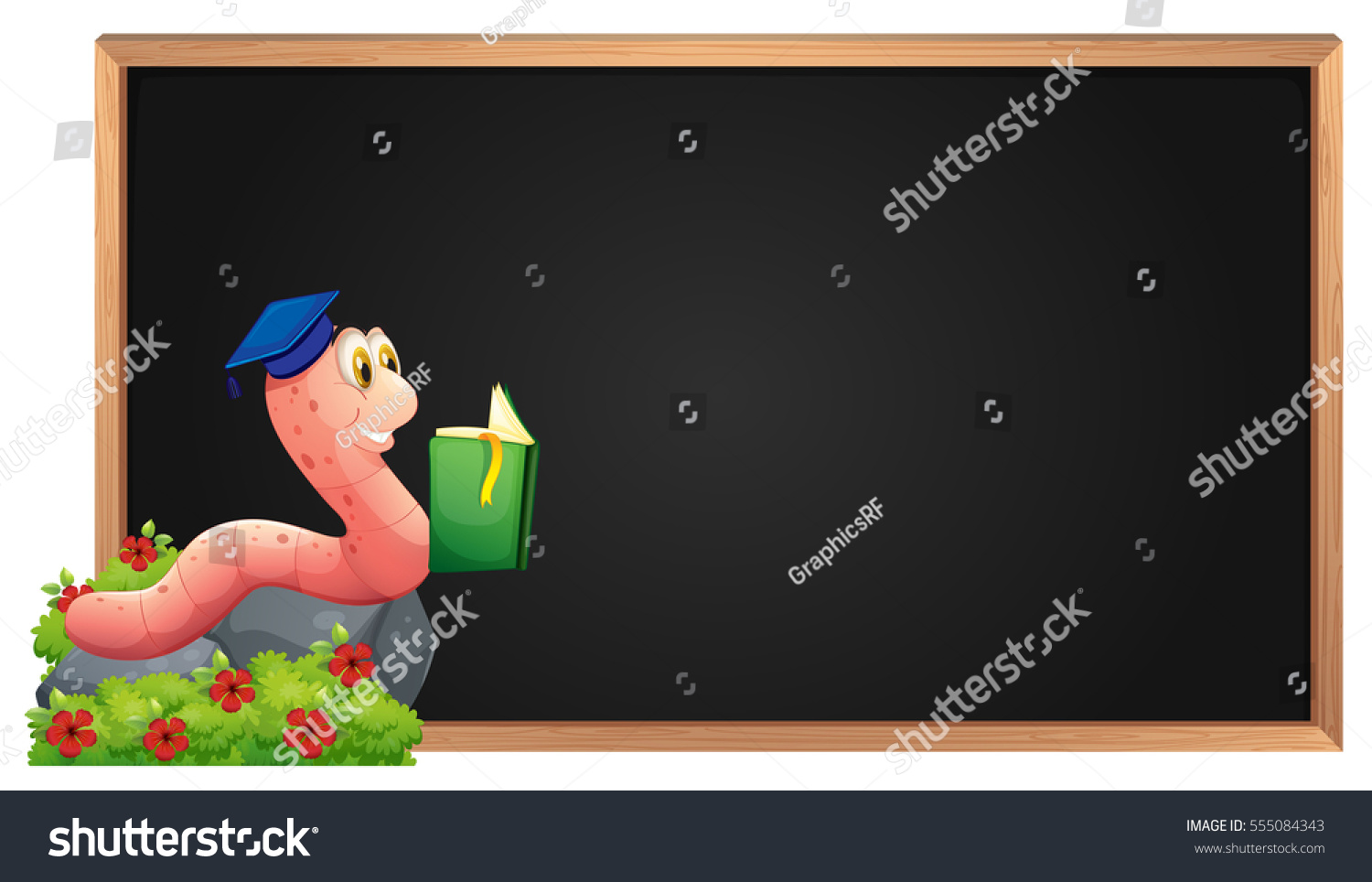 Frame Template Worm Reading Book Illustration Stock Vector (Royalty ...