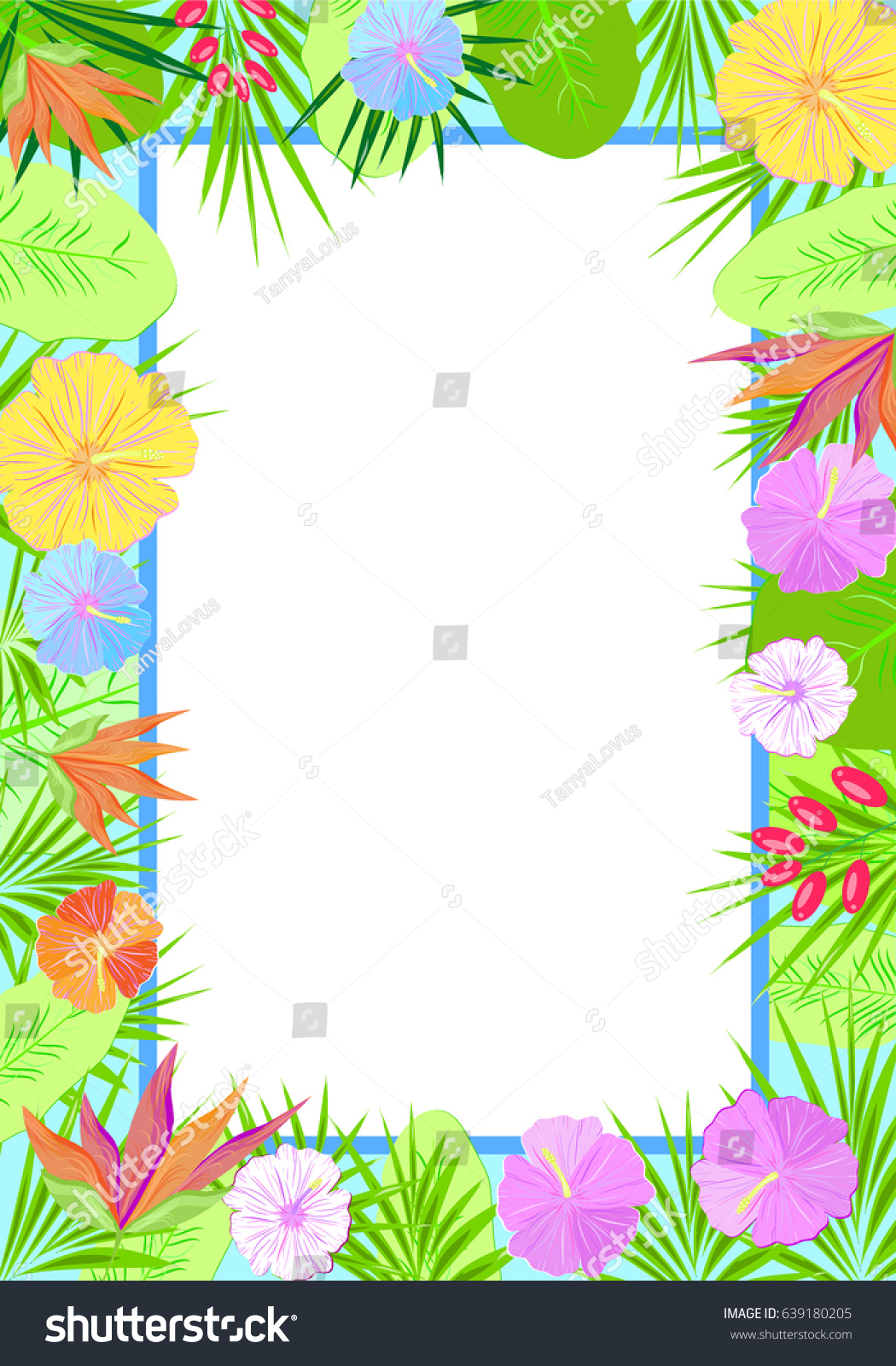 Frame Tropical Flowers Vector Stock Vector (Royalty Free) 639180205 ...