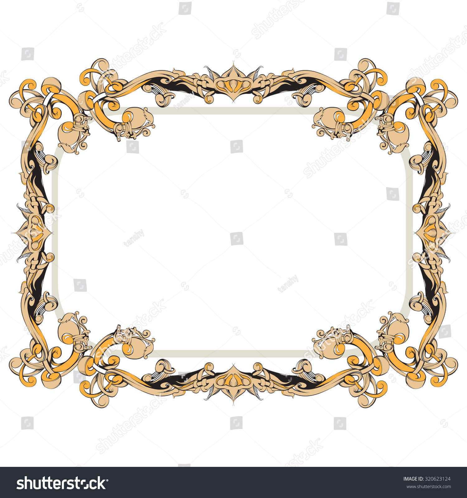 Frame Vintage Baroque Flowers Vector Decor Stock Vector (Royalty Free ...