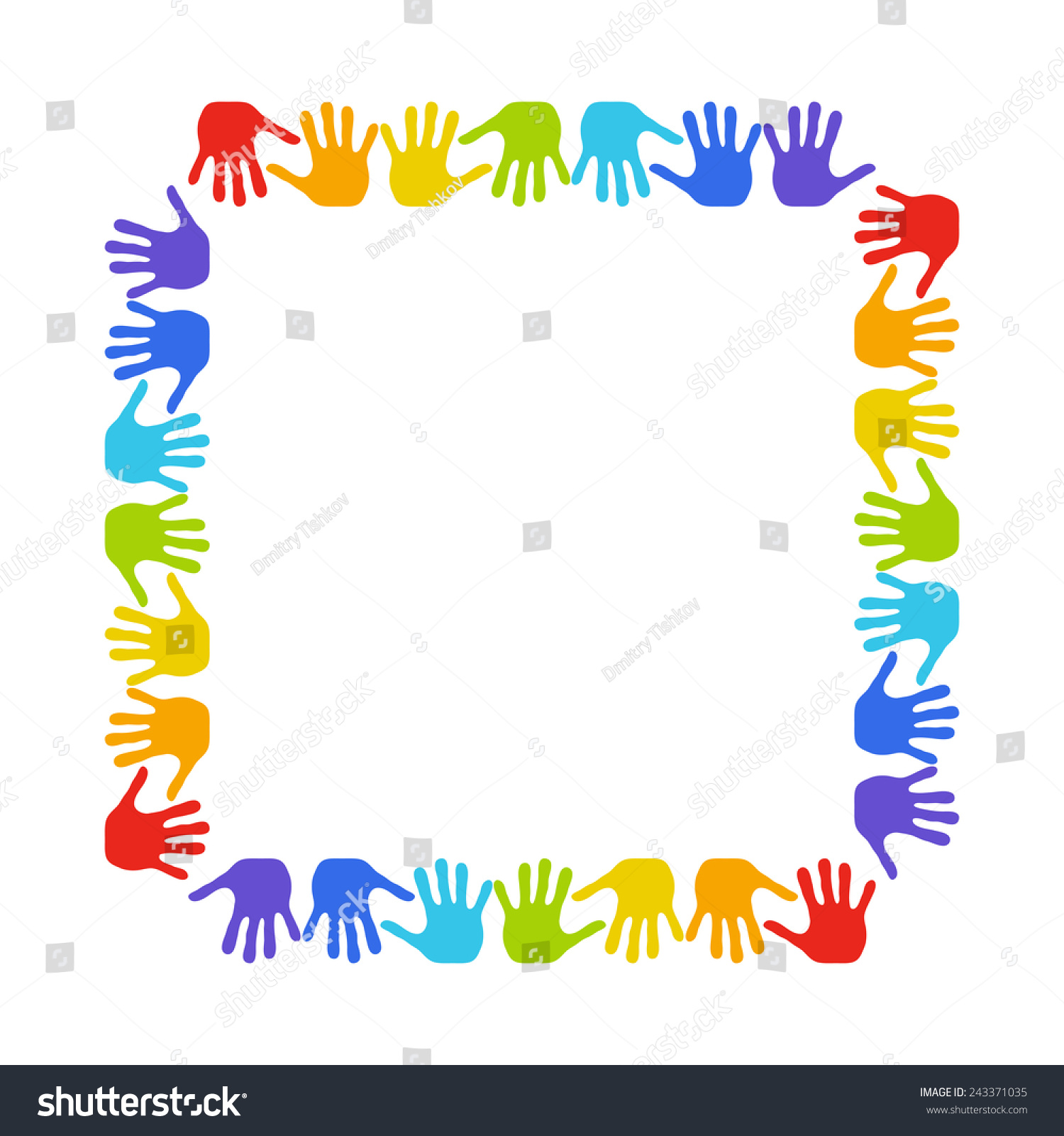 Frame Colorful Hands Rainbow Border: vector de stock (libre de regalías ...
