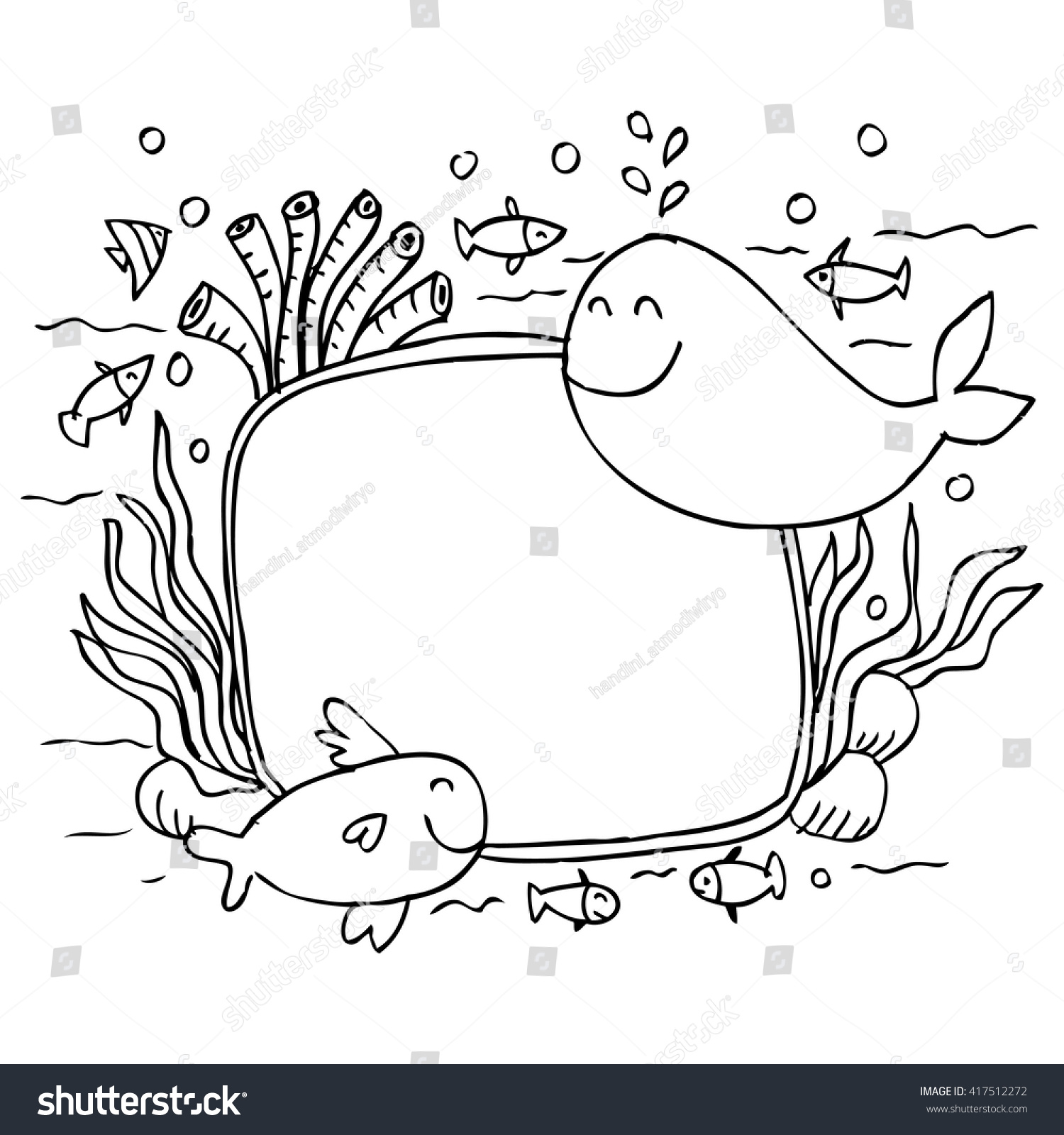 Frame Cute Sea Animals Stock Vector 417512272 - Shutterstock