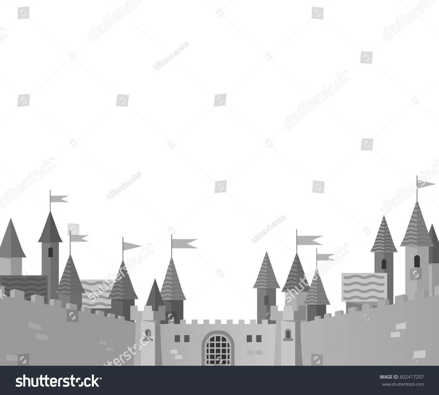 Frame Grey Castle Vector Flat Illustration Stock Vector (Royalty Free ...