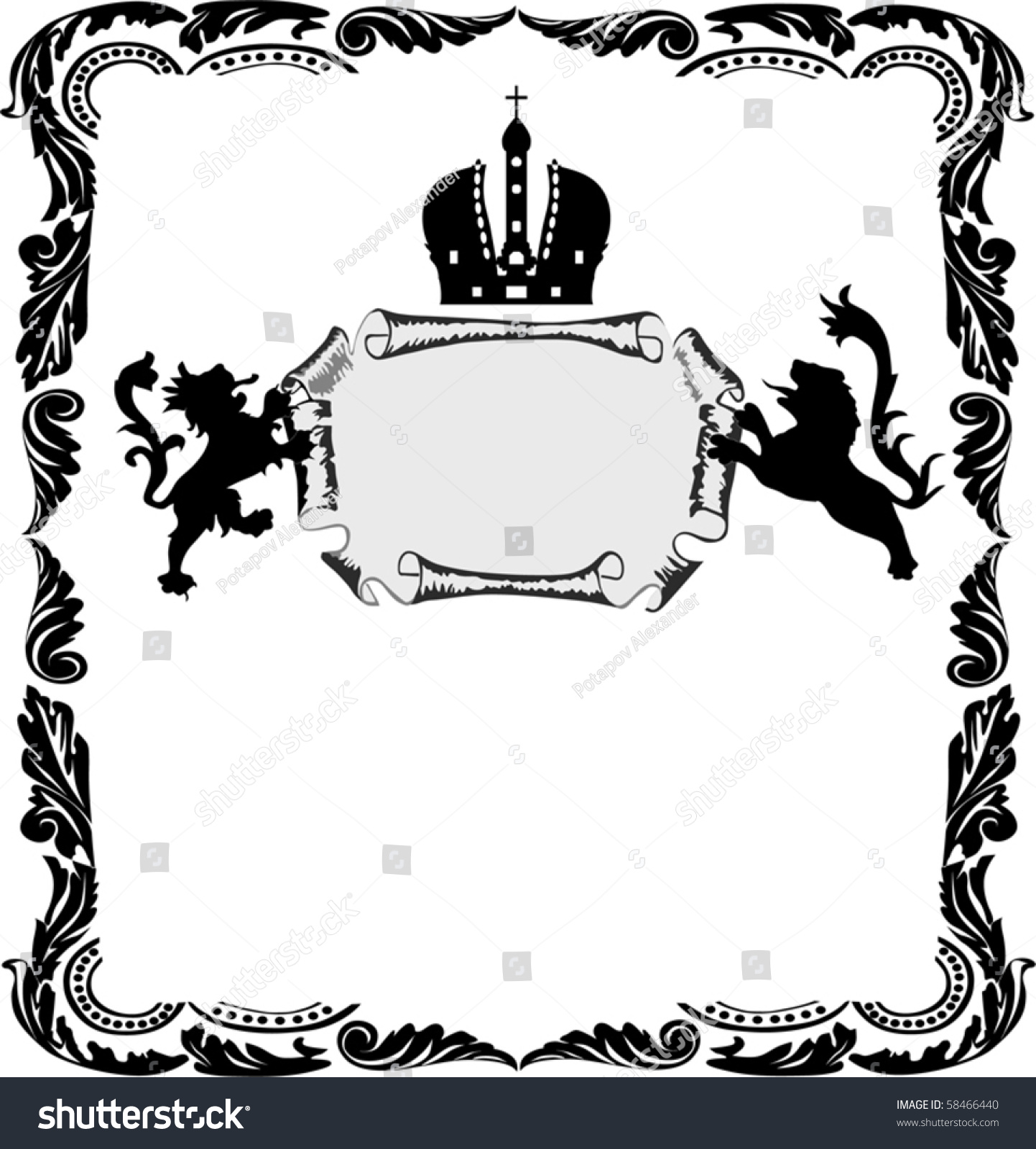 Frame Heraldic Elements Decoration On White Stock Vector (Royalty Free ...