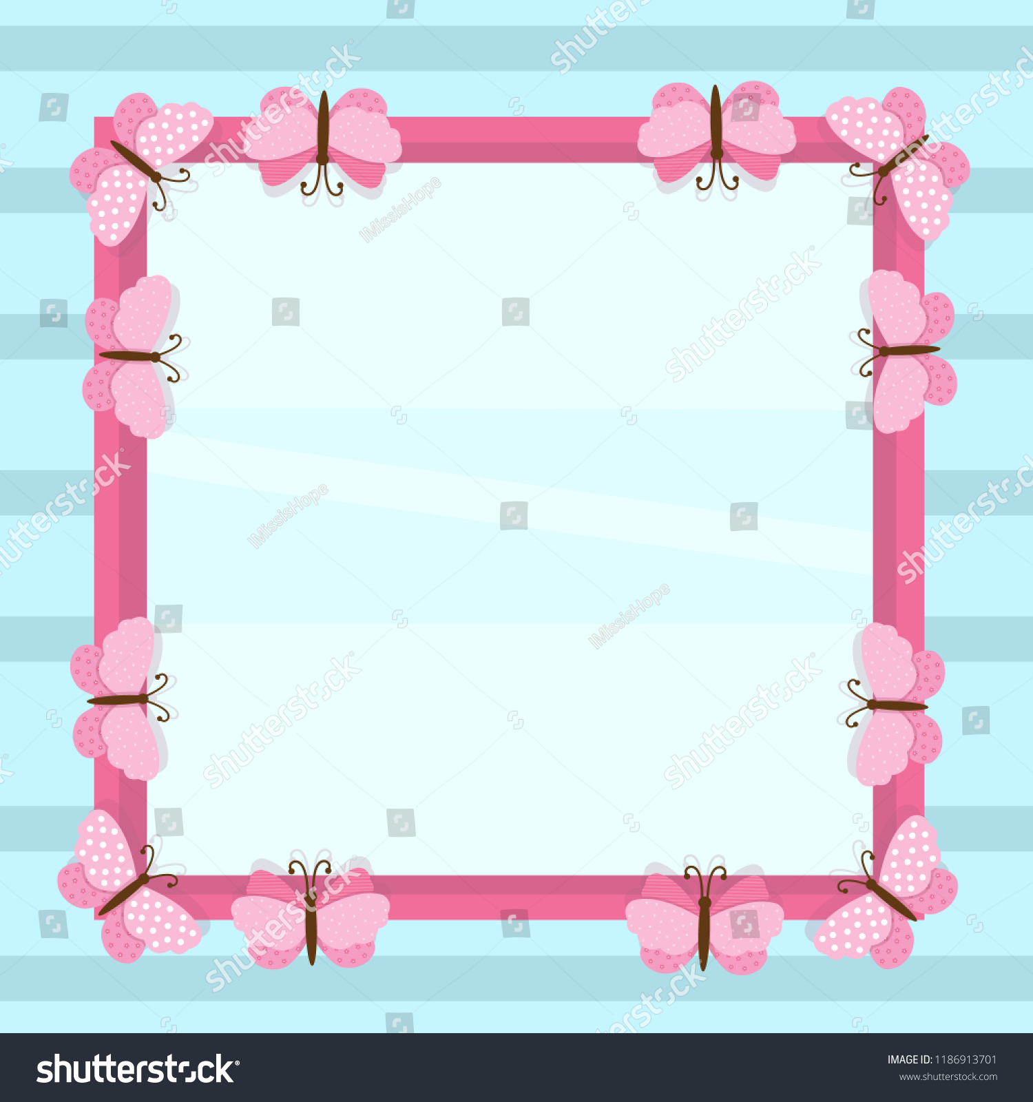Frame Pink Butterflies Vector Stock Vector (Royalty Free) 1186913701 ...