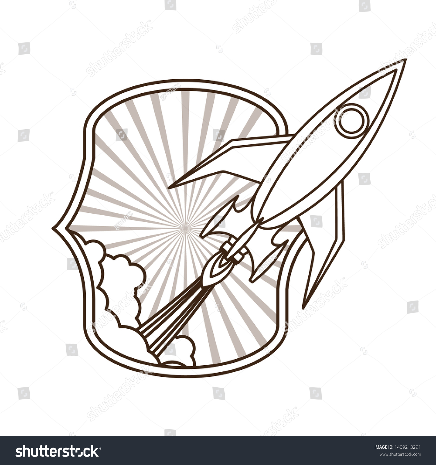 Frame Rocket Taking Off Icon Stock Vector (Royalty Free) 1409213291