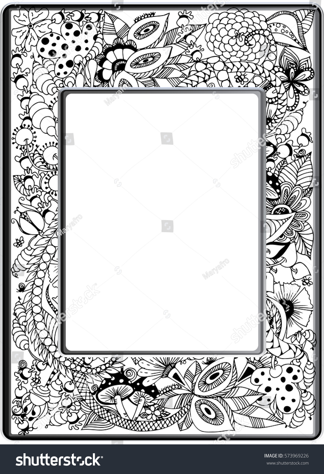 Frame Zentangle Floral Hand Drawn Vector Stock Vector (Royalty Free ...