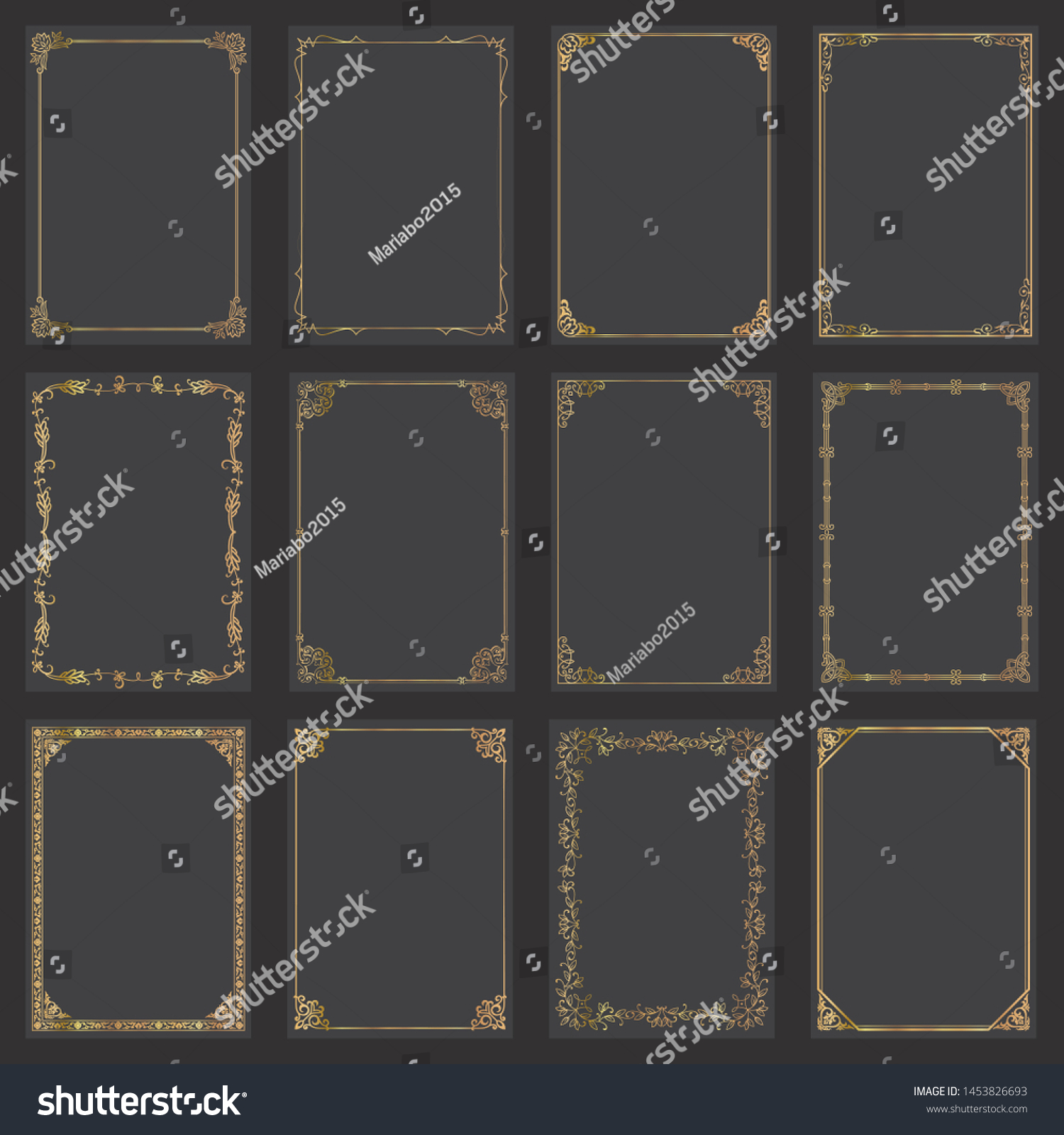 Frames Decorative Borders Standard Rectangle Proportions Stock Vector ...