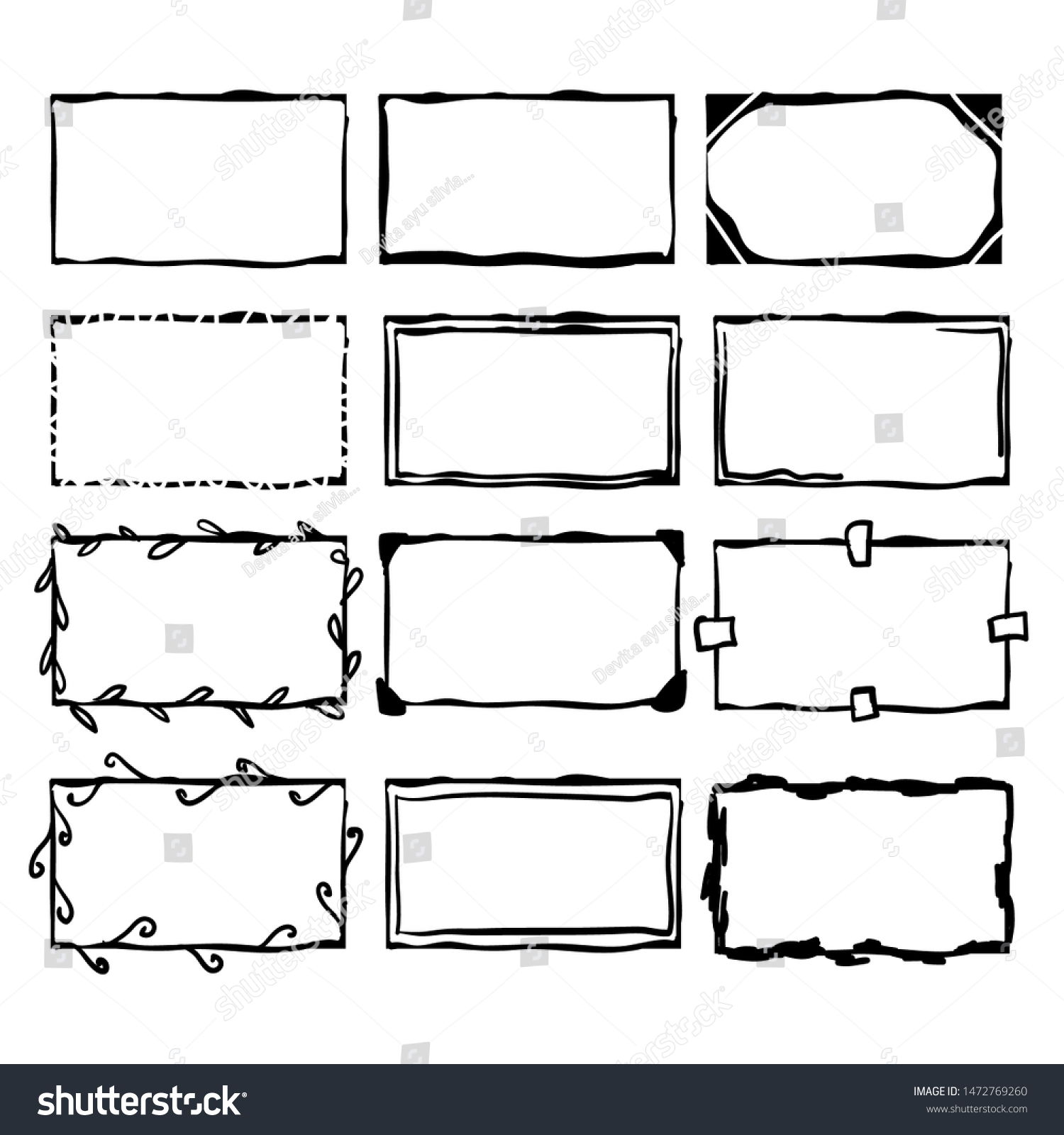 Frames Doodle Vector Collection Handdrawn Cartoon Stock Vector (Royalty ...