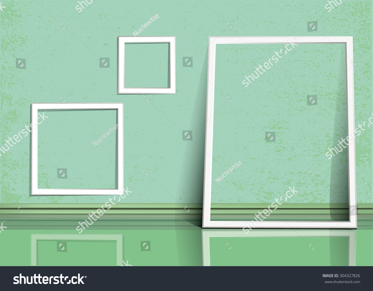Frames On Green Wall Vector Illustration Stock Vector (Royalty Free ...
