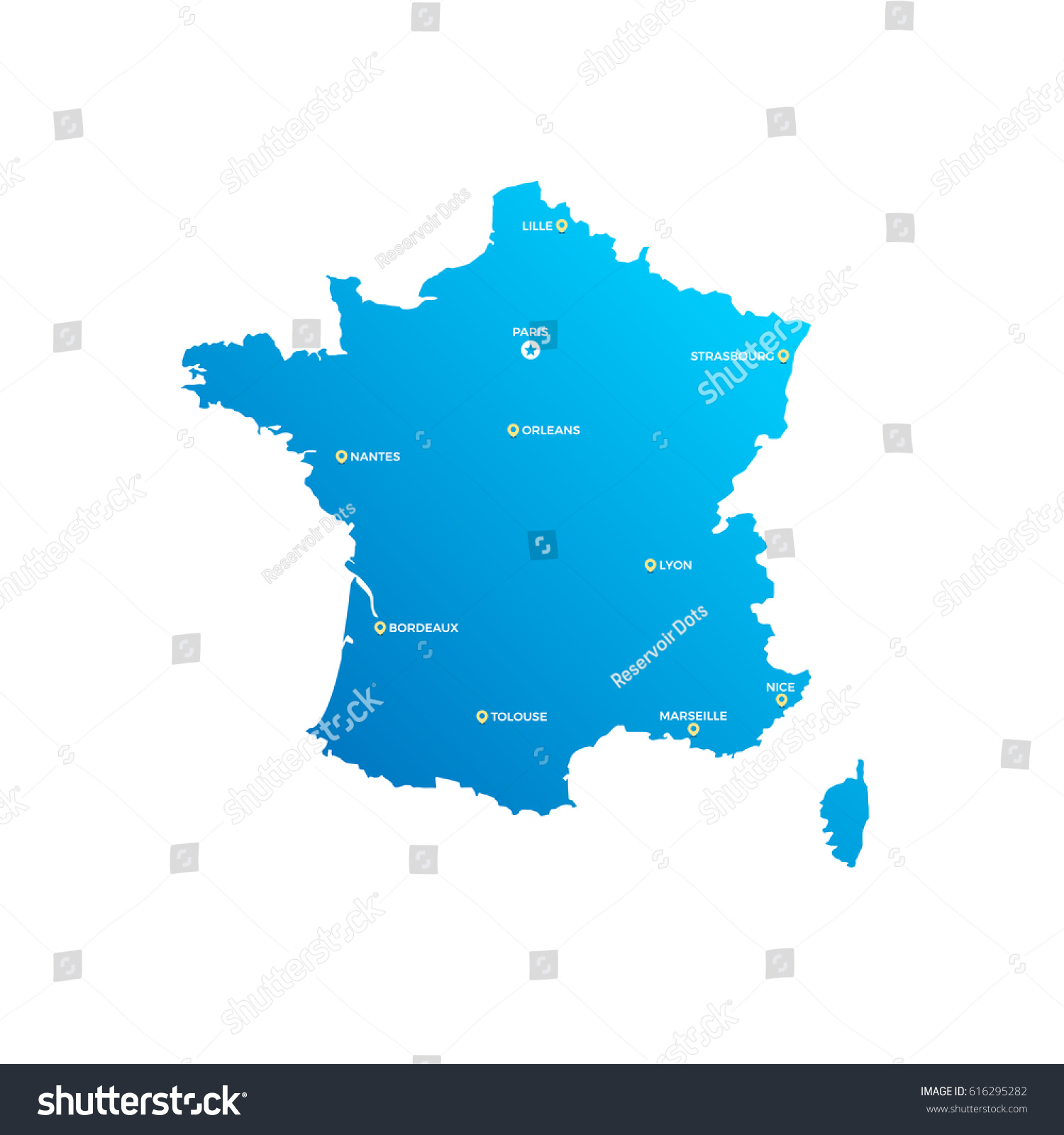 France Cities Map Stock Vector (Royalty Free) 616295282 | Shutterstock