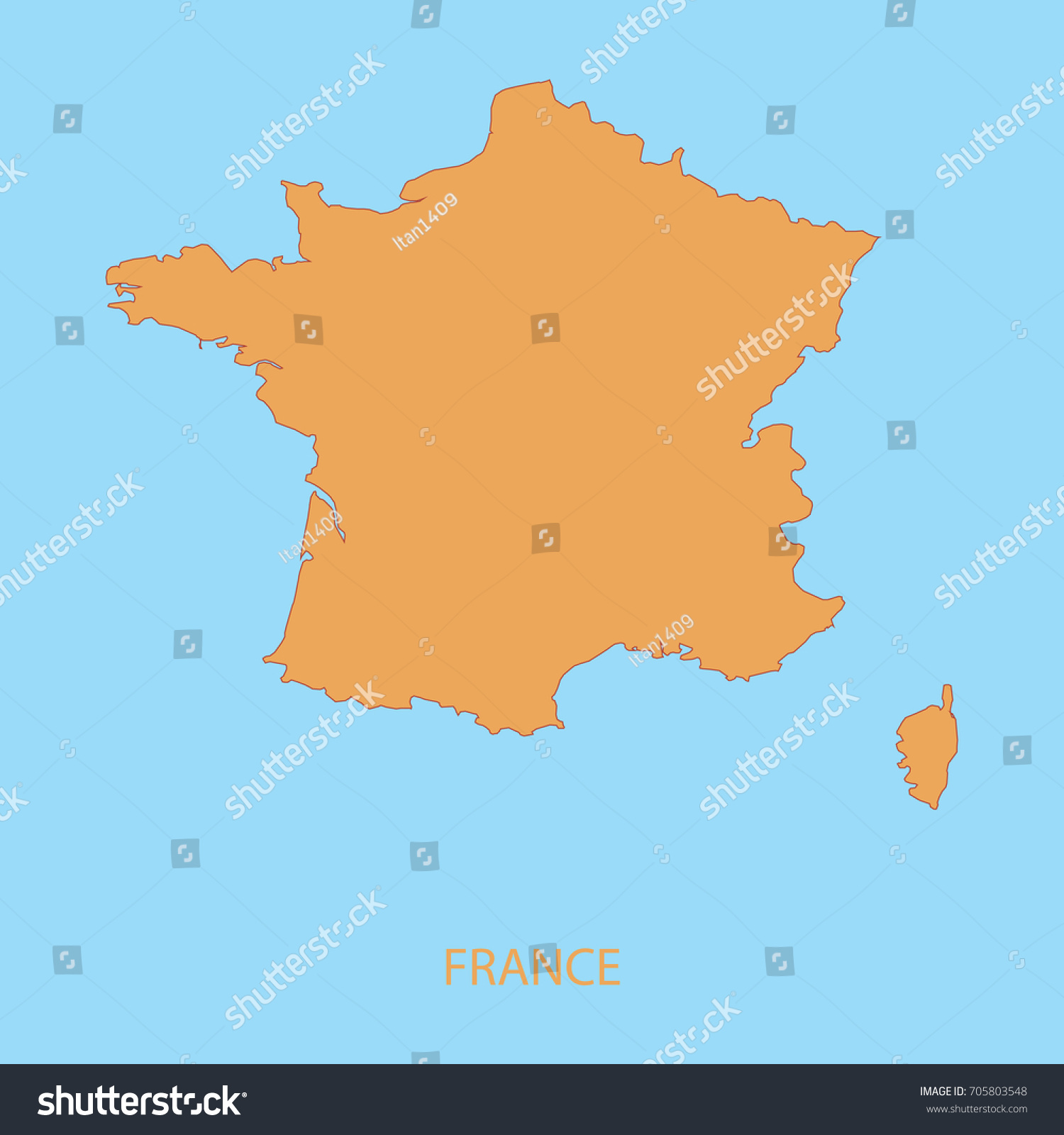 France Simple Map Stock Vector (Royalty Free) 705803548