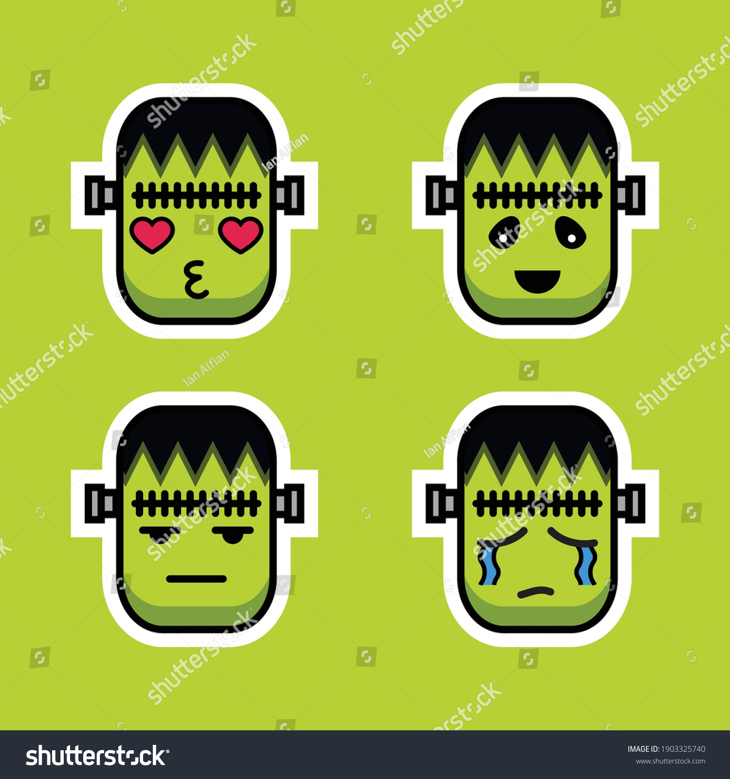 Frankenstein Illustration Collection Flat Design: เวกเตอร์สต็อก (ปลอด ...