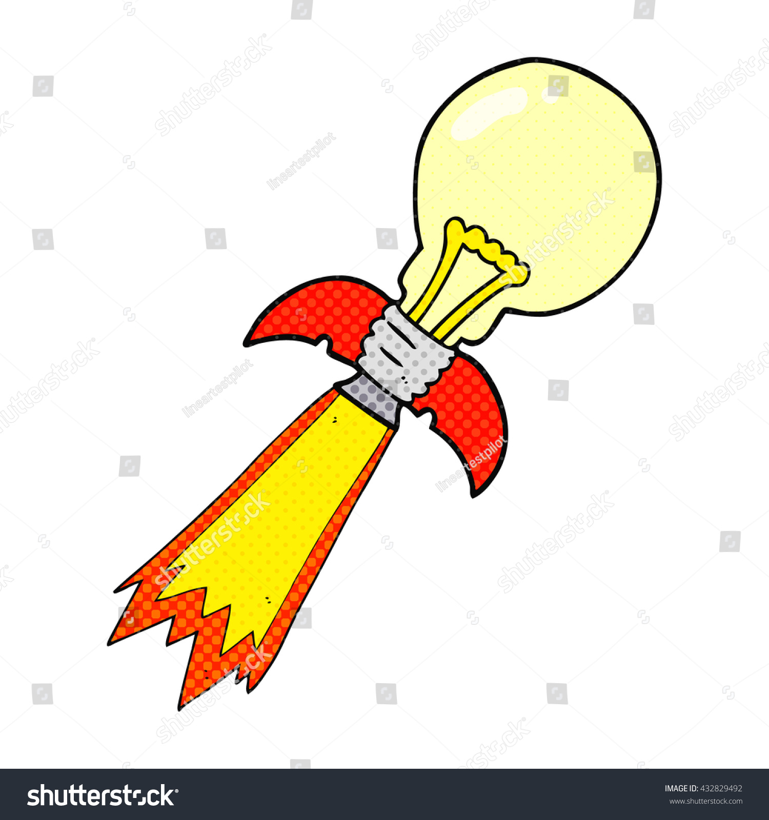 Freehand Drawn Cartoon Lightbulb Rocket Ship Stock Vector (Royalty Free ...