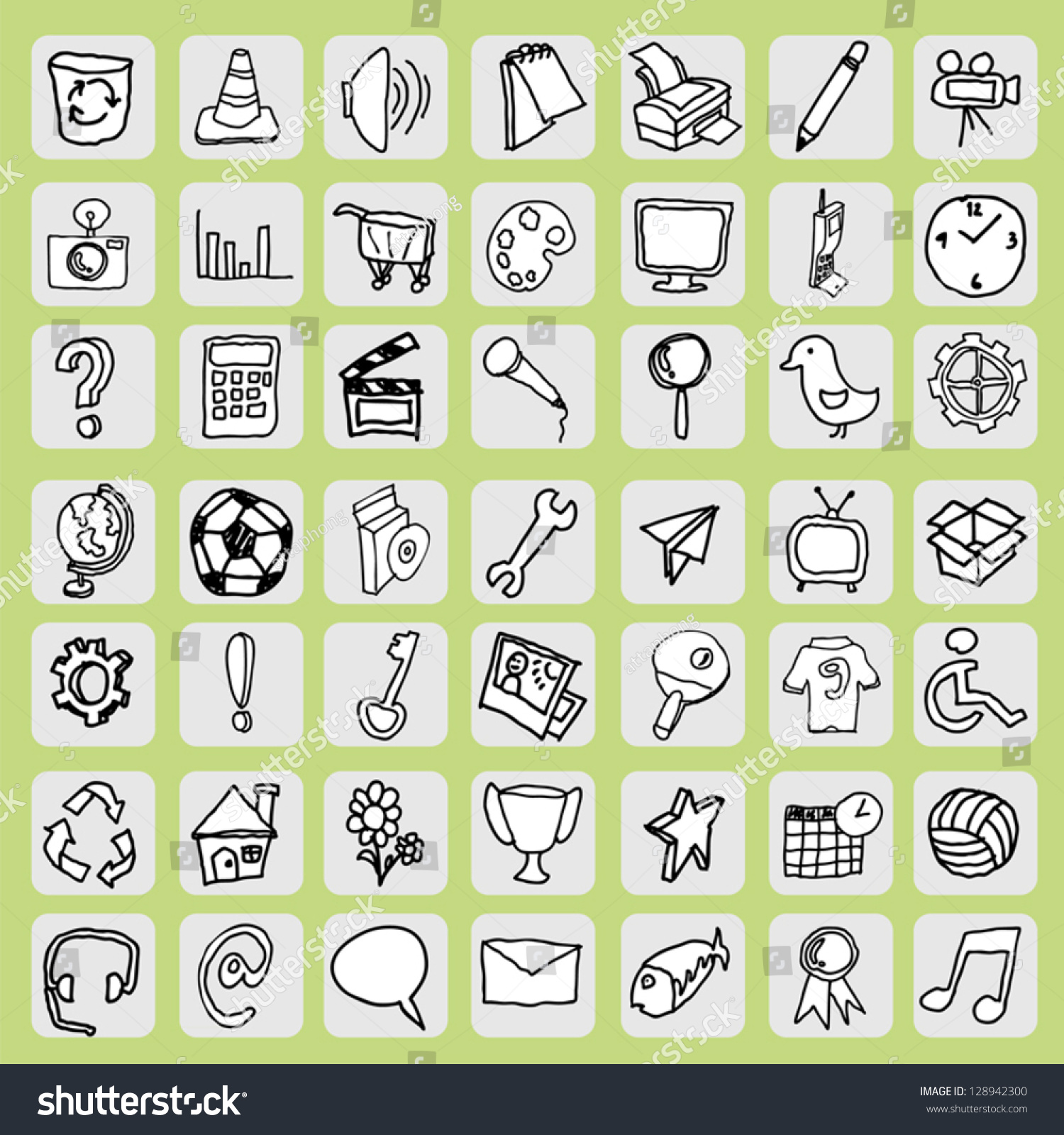 Freehand Icon Set Stock Vector (Royalty Free) 128942300