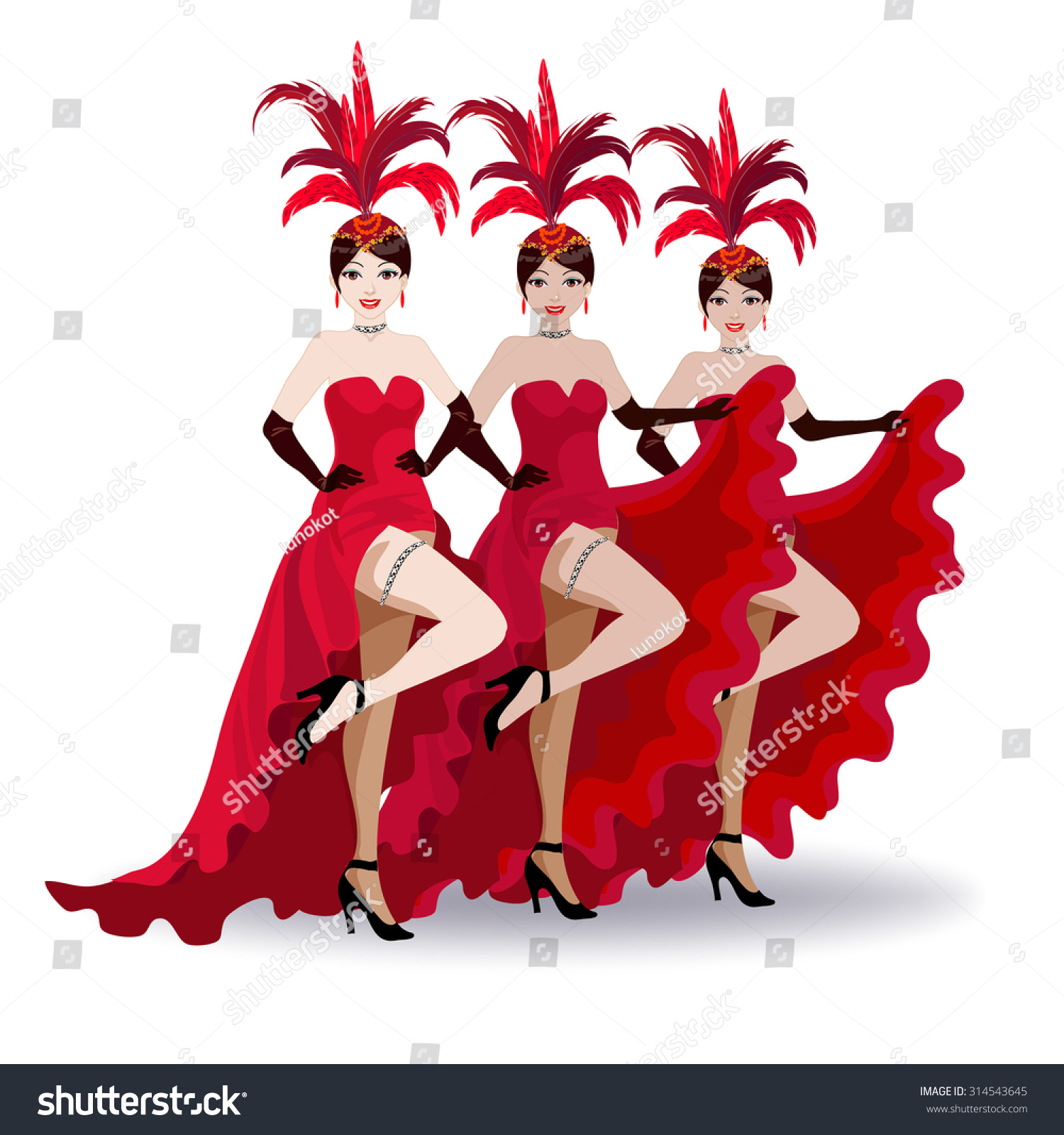 French Cancan Dancers Moulin Rouge They Stock Vector Royalty Free