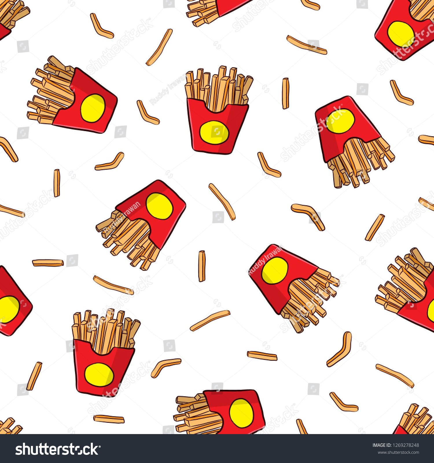 Vektor Stok French Fries Pattern Vector Doodle Vector (Tanpa Royalti ...
