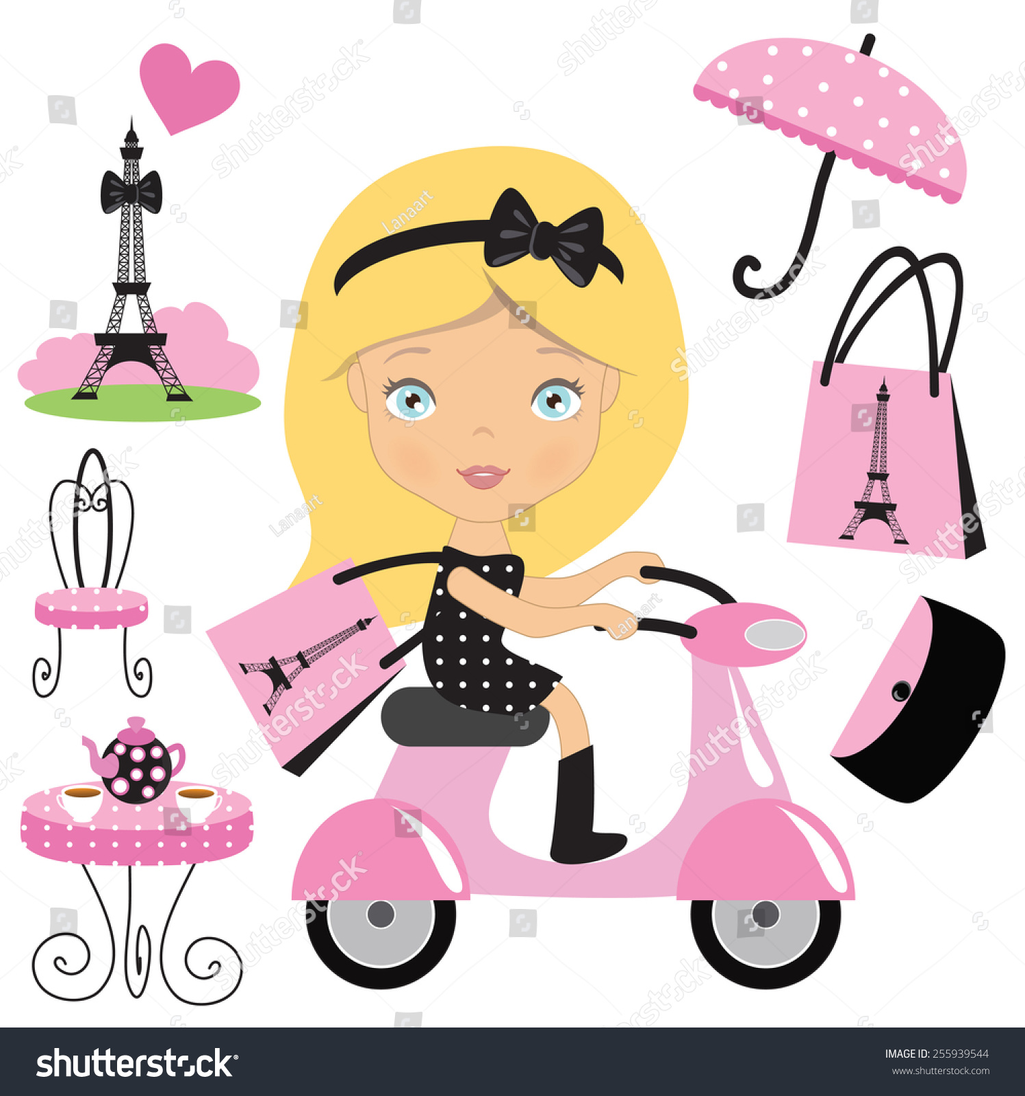 French Girl Vector Illustration Stock Vector Royalty Free 255939544