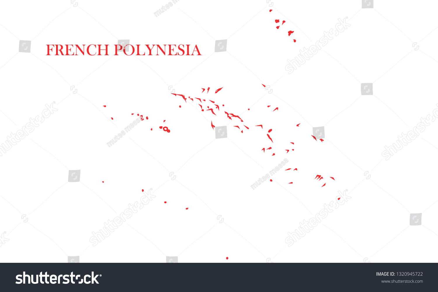 French Polynesia Red Line Map Stock Vector (Royalty Free) 1320945722