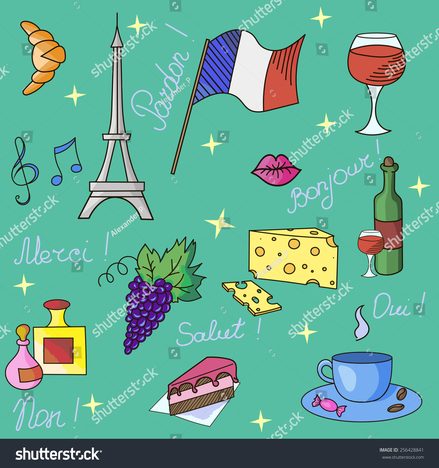 French Symbols Pattern Vector Illustration Stock Vector (Royalty Free ...