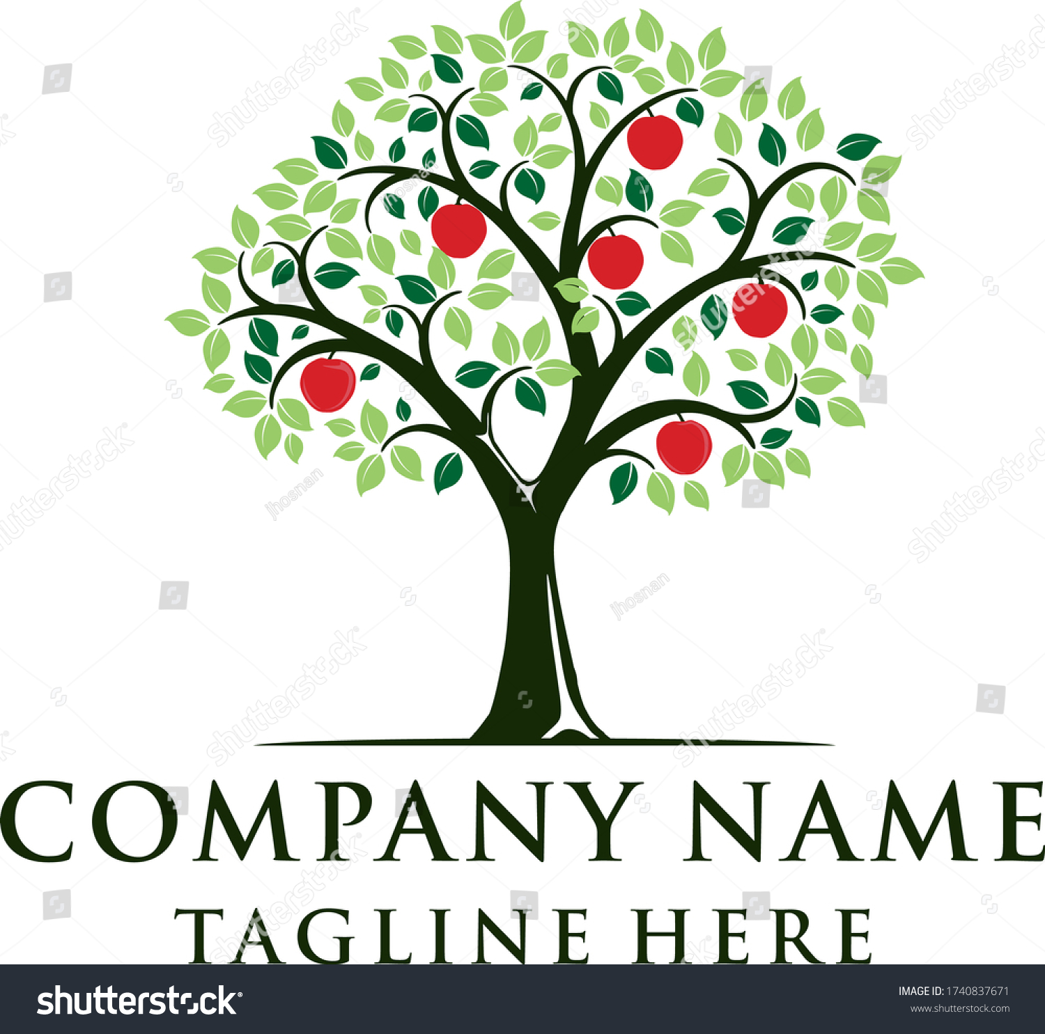Fresh Apple Tree Logo Design Stock Vector (Royalty Free) 1740837671 ...