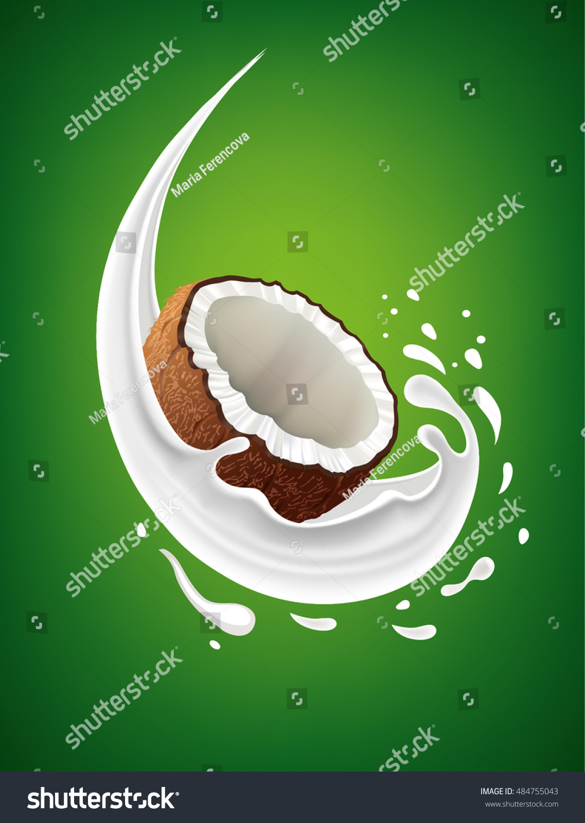 Fresh Coconut Milk Splash Stock Vector (Royalty Free) 484755043 ...