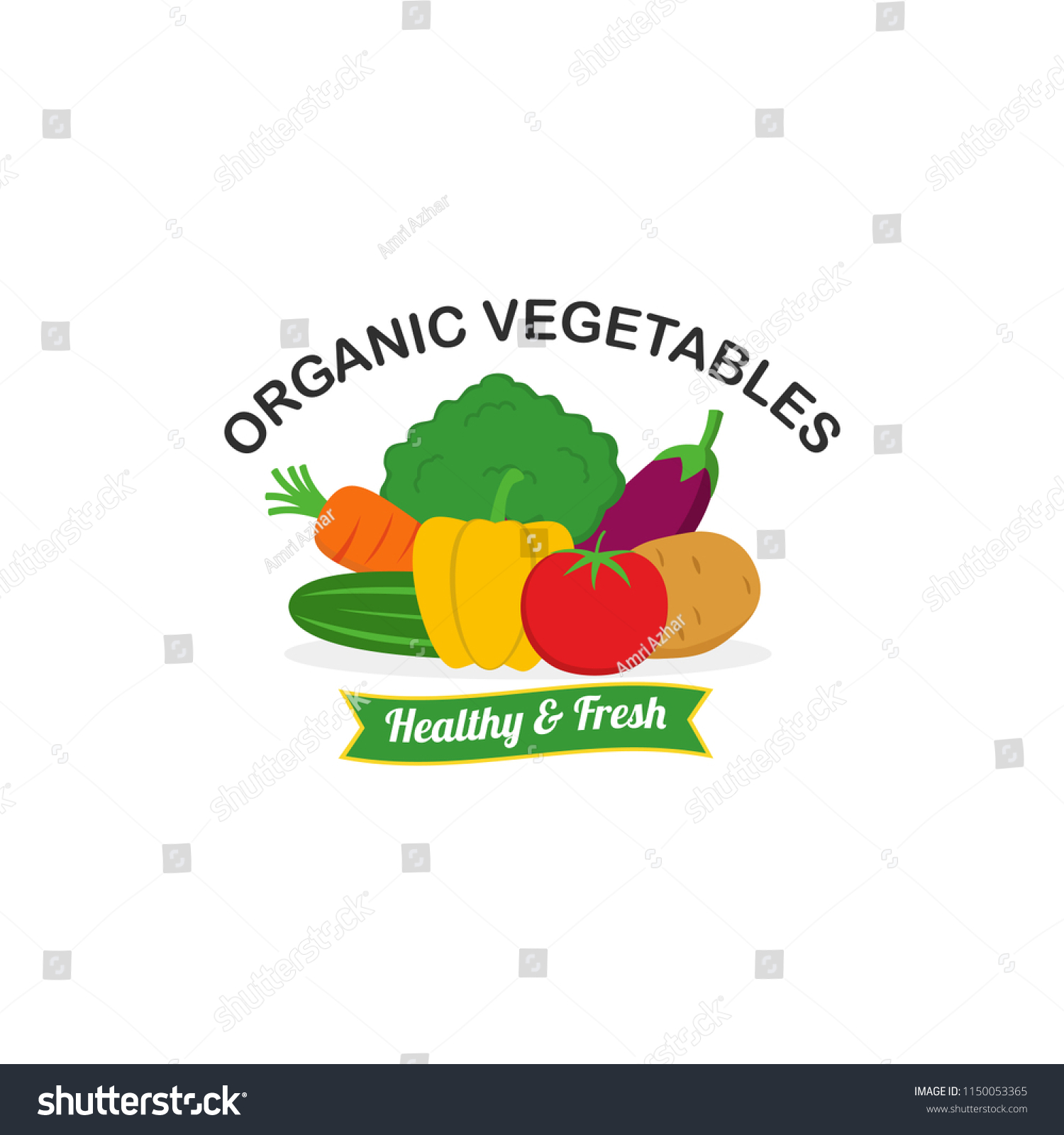 Fresh Organic Vegetables Logo Design Vector: vetor stock (livre de ...