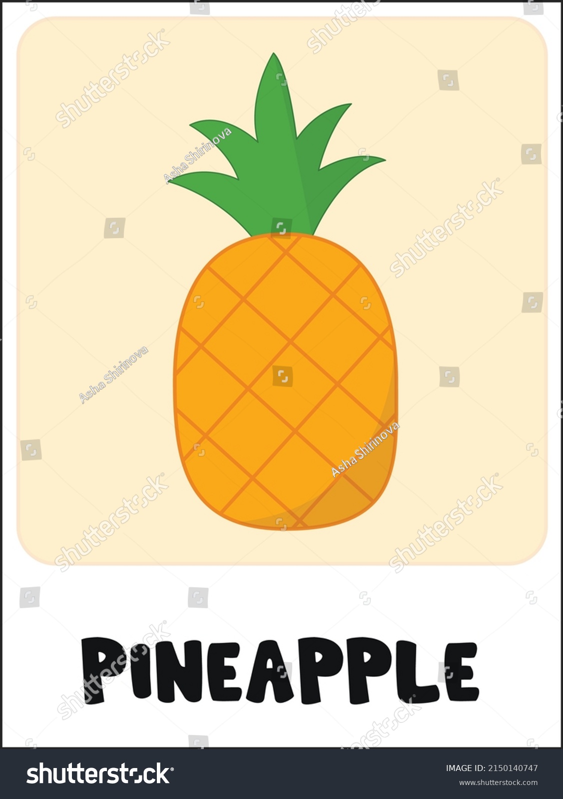 Fresh Pineapple Flashcard Vector Illustration Stock Vector (Royalty Free) 2150140747 | Shutterstock