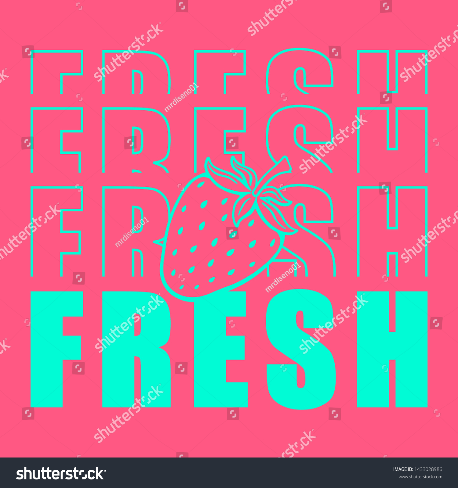 Fresh Strawberry Slogan Print Vector Stock Vector (Royalty Free ...