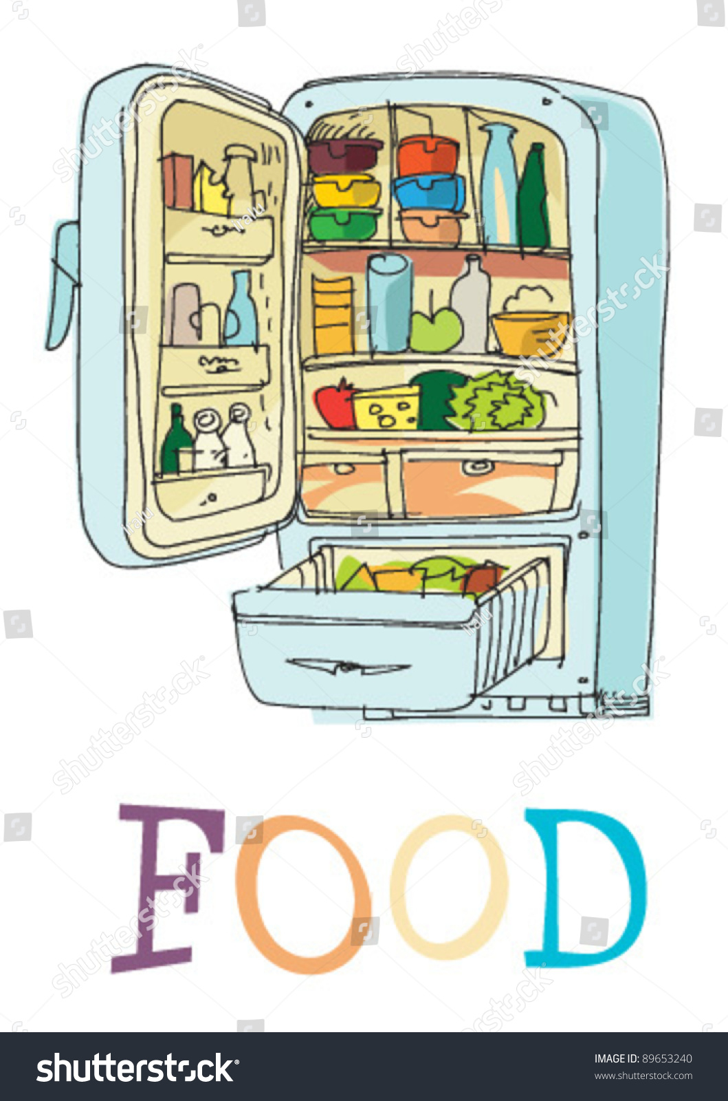 Fridge Cartoon Stock Vector 89653240 - Shutterstock