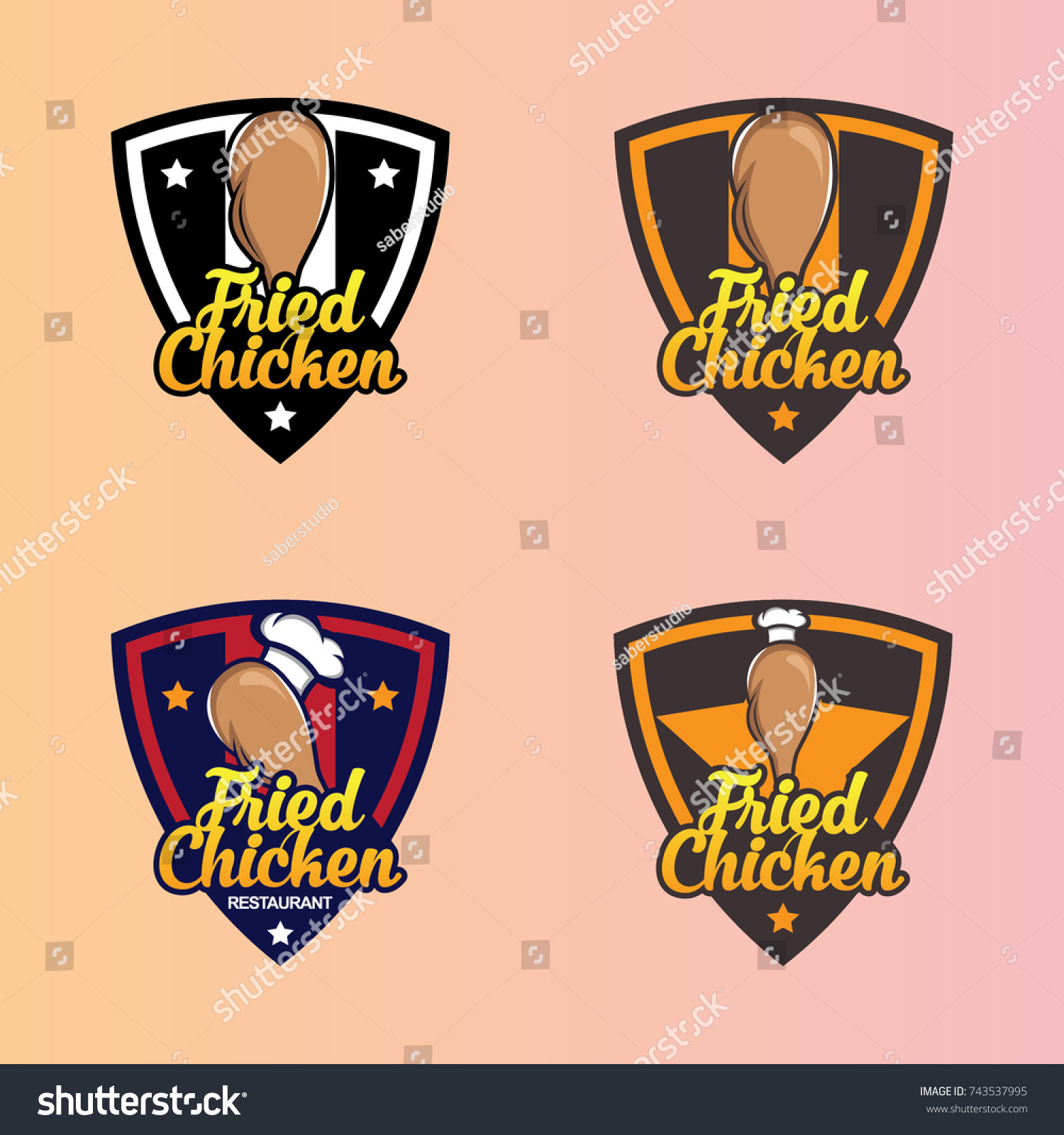 Fried Chicken Logo Vector Set Design: เวกเตอร์สต็อก (ปลอดค่าลิขสิทธิ์ ...