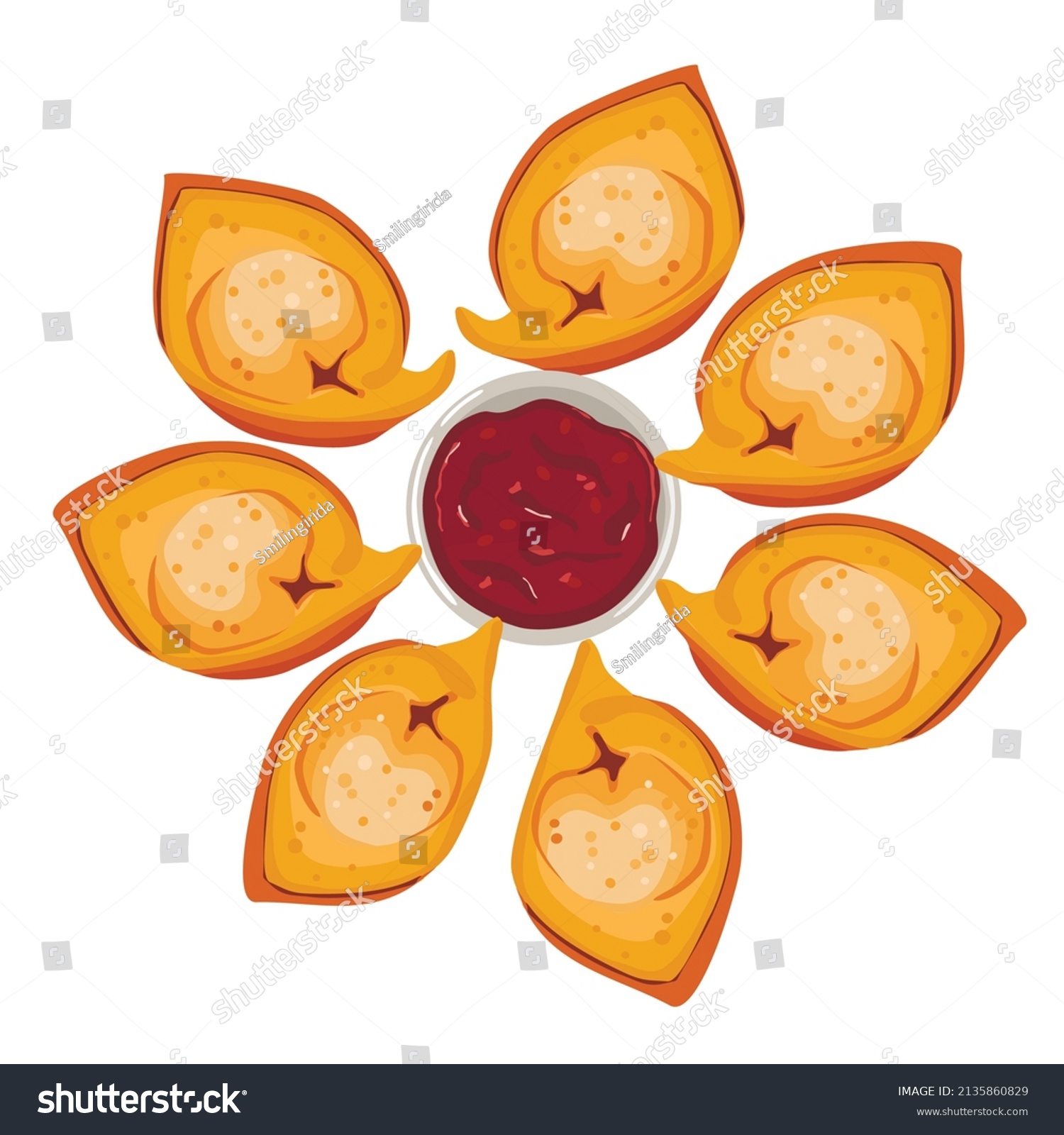 Fried Momos Wontons Vector Illustration Stock Vector (Royalty Free ...