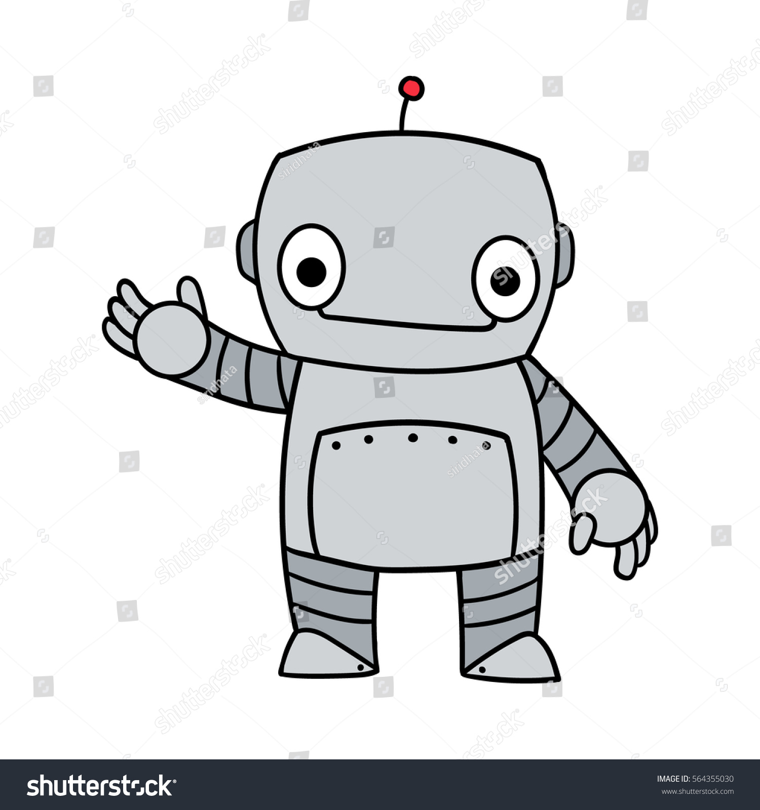 Friendly Cartoon Robot Vector Illustration Stock Vector (Royalty Free ...