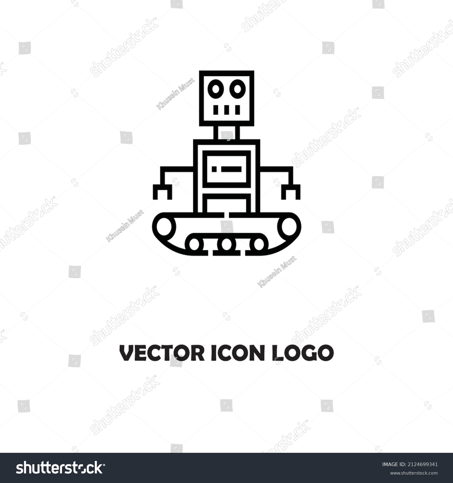 Friendly Crawler Robot Smiling Linear Icon Stock Vector (Royalty Free ...