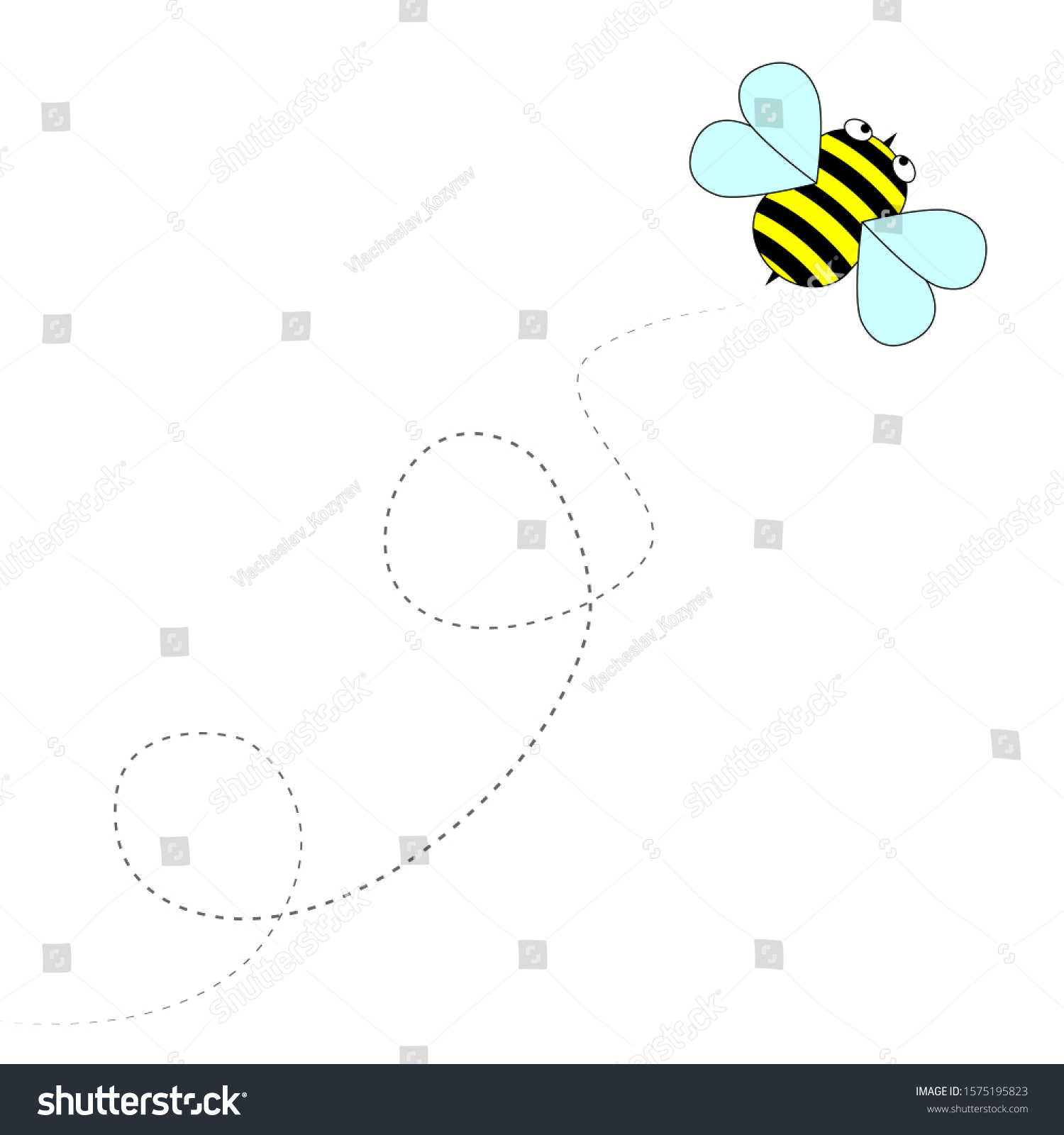 Friendly Cute Bee Flying Smiling Bumblebee Stock Vector (Royalty Free ...